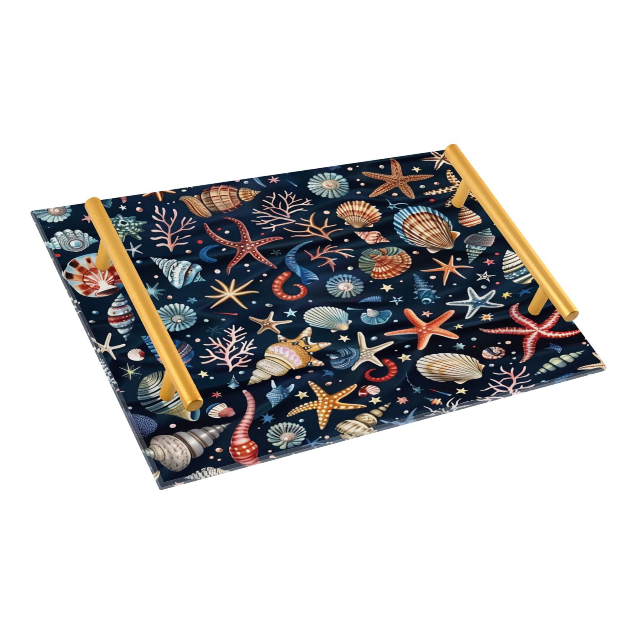 Ryvnso Sea Shells Stars Seaweed Coral Bathroom Tray Vanity Countertop ...