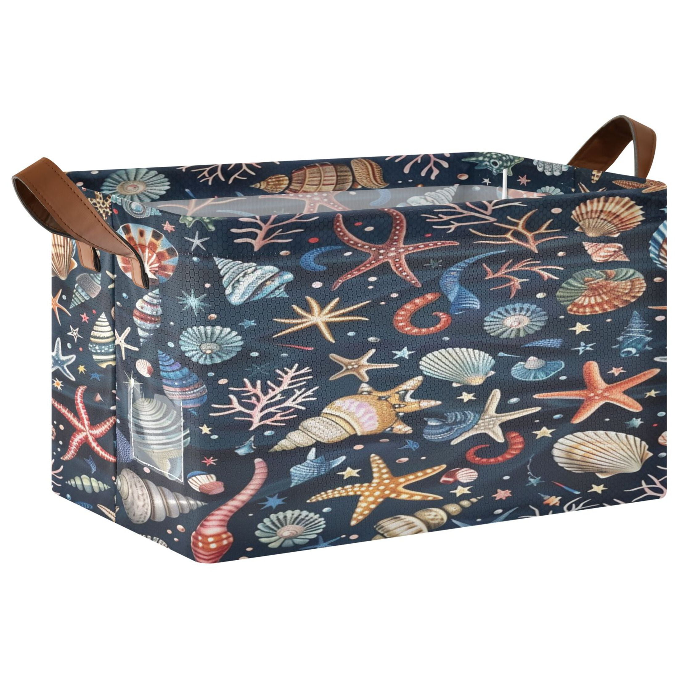 Ryvnso Sea Shells Stars Seaweed Coral Storage Bins Large Basket ...