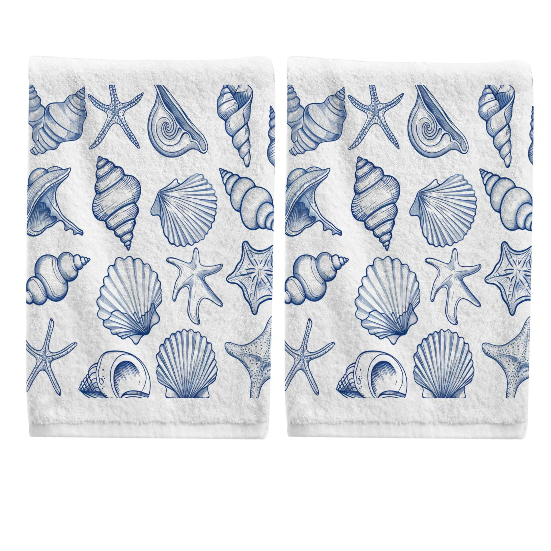 Ryvnso Sea Shells and Conch Hand Towels Set for Bathroom Cotton Face ...