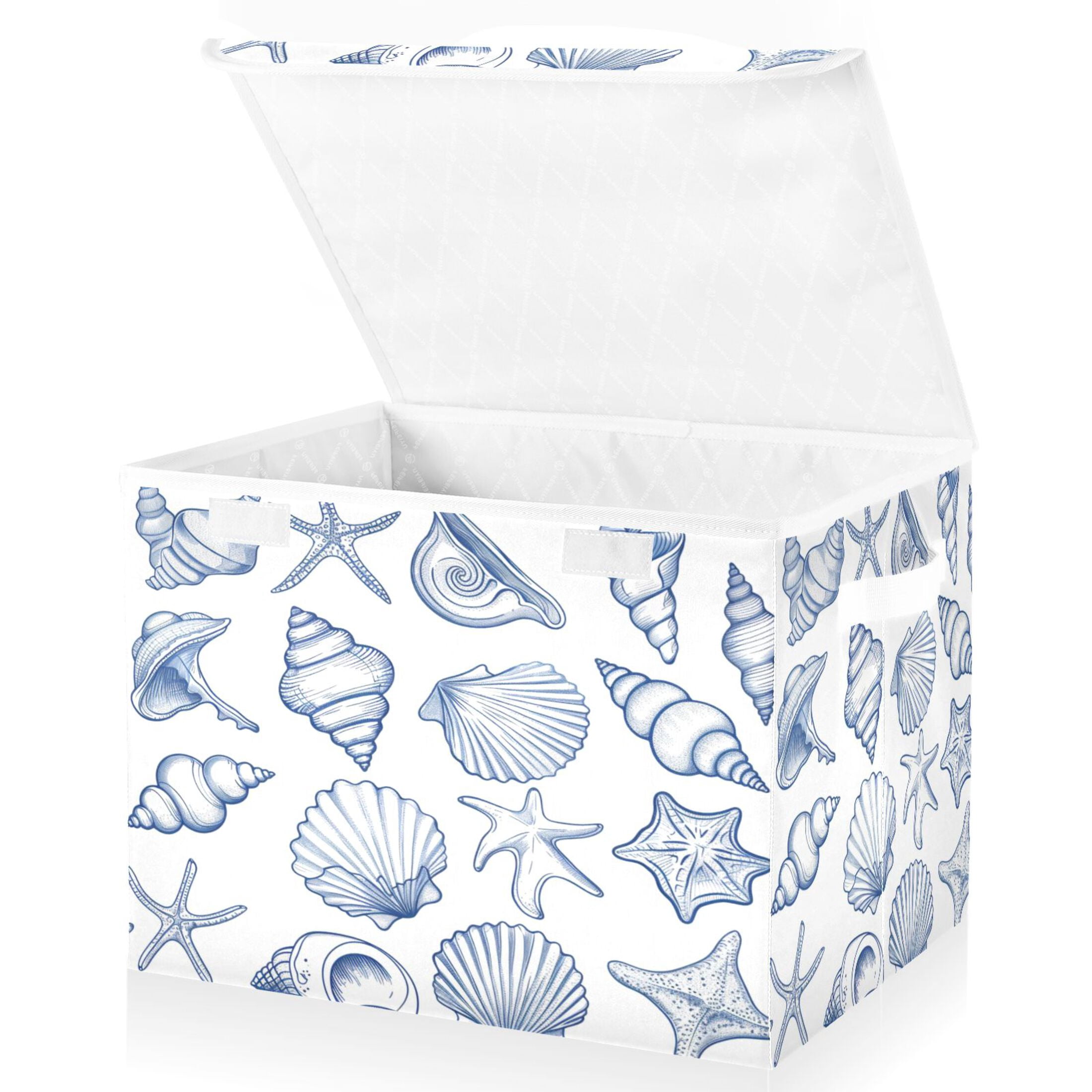Ryvnso Sea Shells and Conch Large Lidded Foldable Storage Baskets Cubes ...