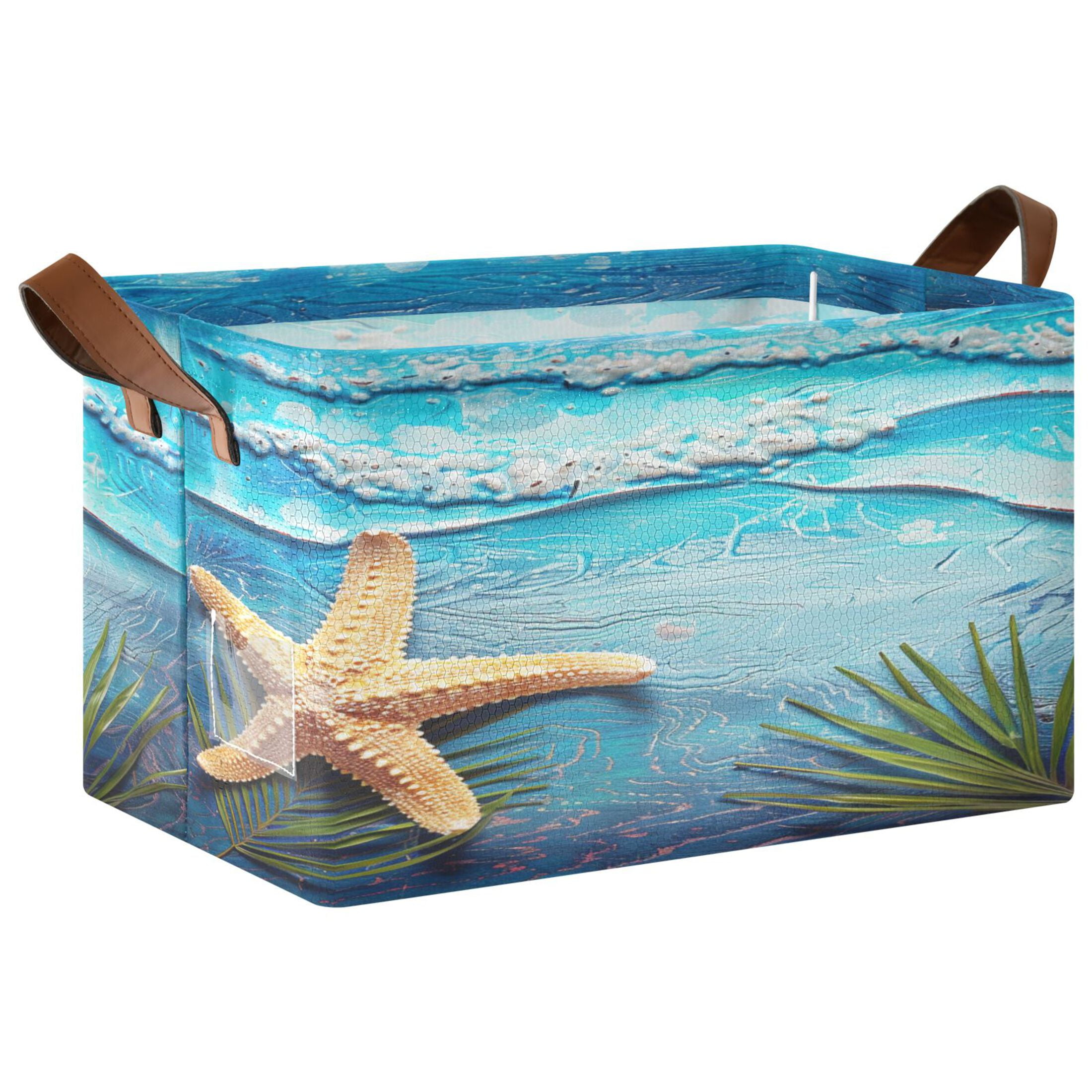 Ryvnso Sea Star on Retro Beach Storage Bins Large Basket Foldable Cube ...