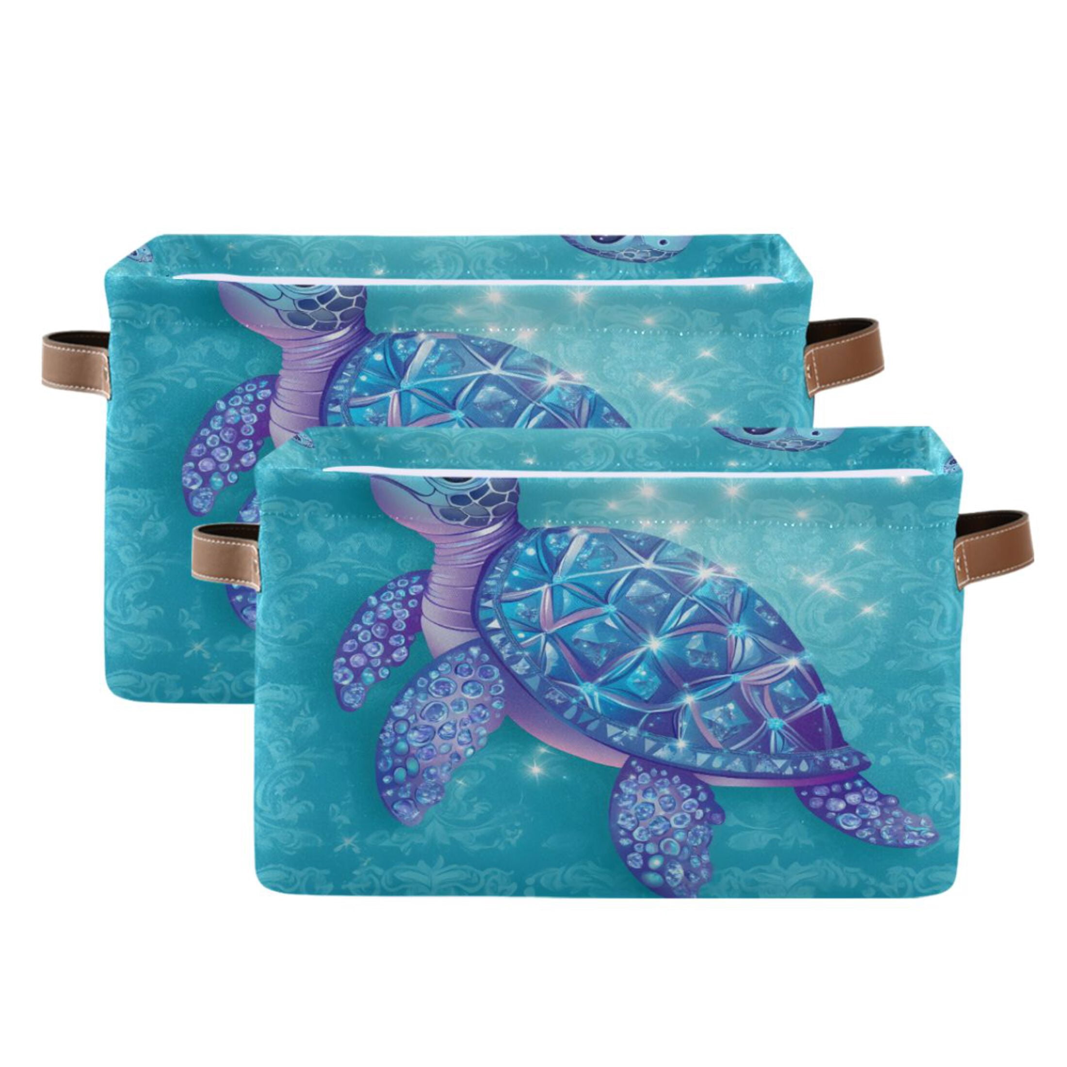 Ryvnso Sea Turtle Storage Basket Large Bin Foldable Boxes Toys ...