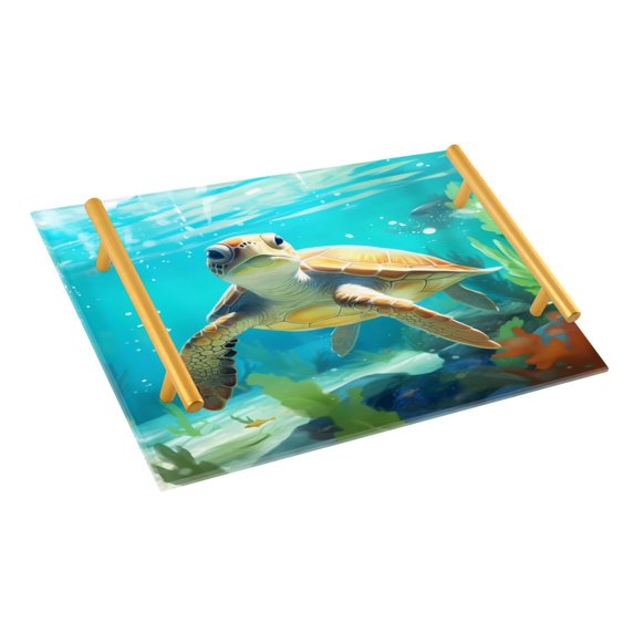 Ryvnso Sea Turtle and Seaweed Bathroom Tray Vanity Countertop Trays ...