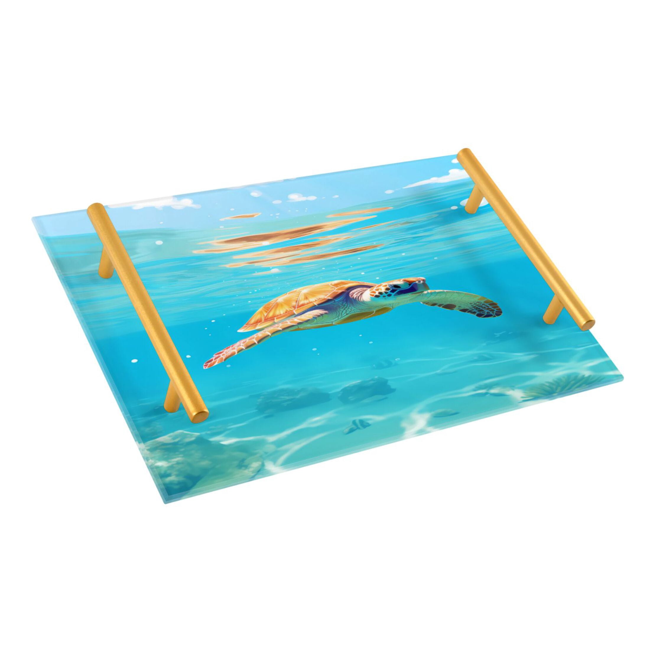 Ryvnso Sea Turtle in Sea View Bathroom Tray Vanity Countertop Trays ...