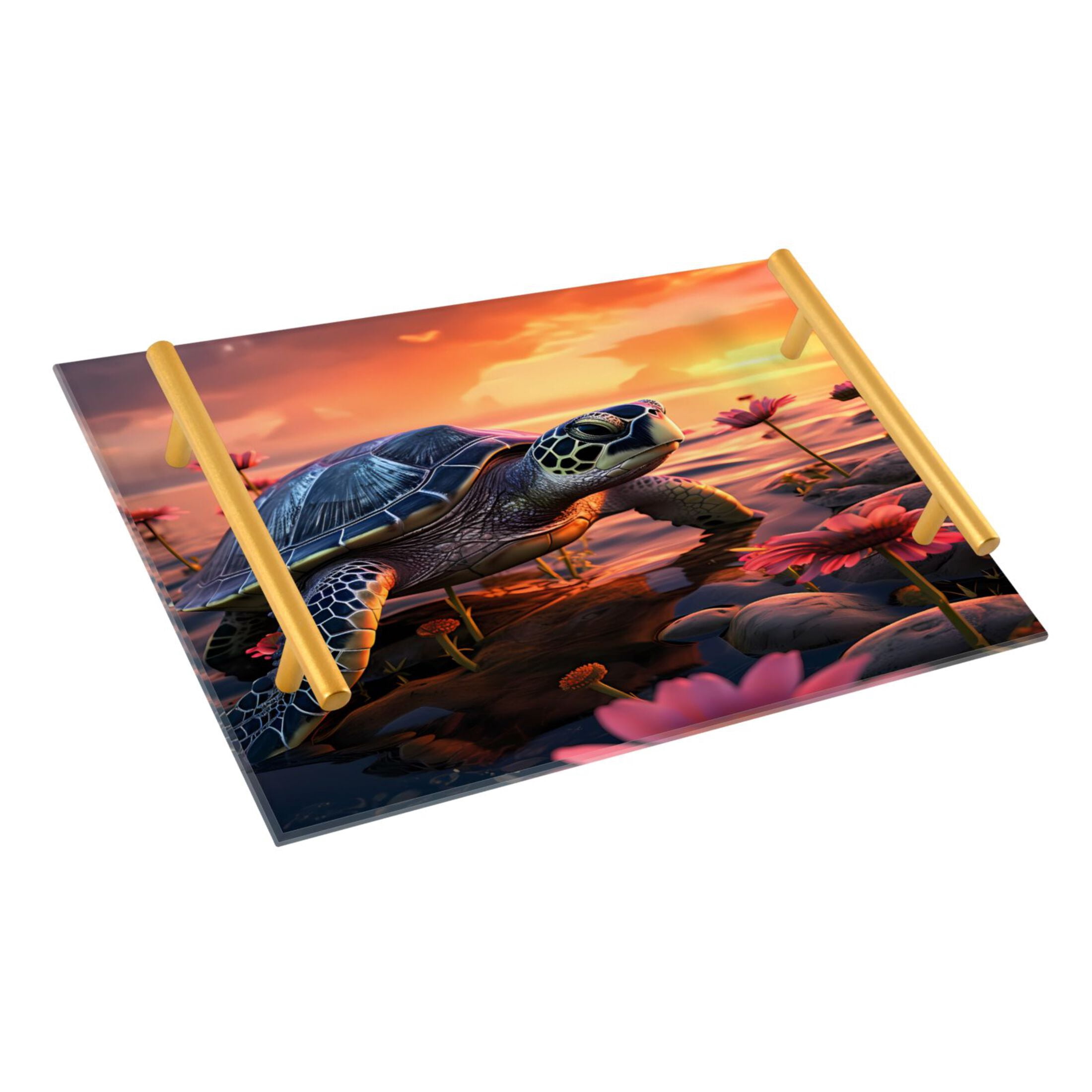 Ryvnso Sea Turtle on Beach Sunset Bathroom Tray Vanity Countertop Trays ...