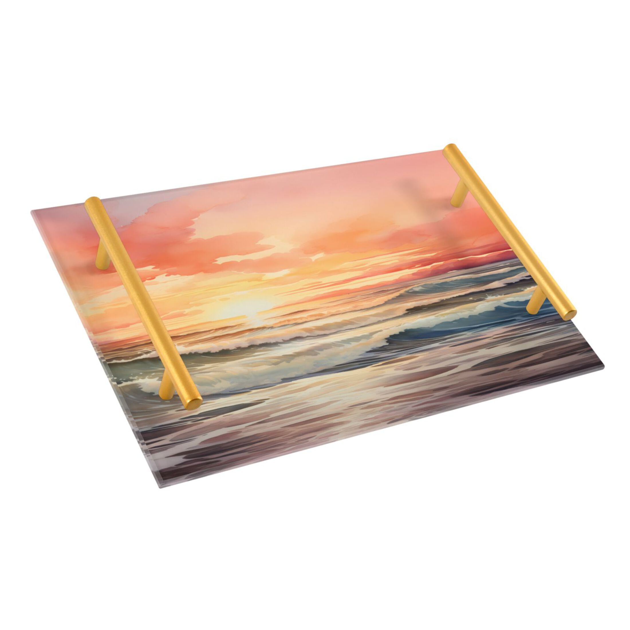 Ryvnso Sea Wave Sunset Bathroom Tray Vanity Countertop Trays Acrylic ...