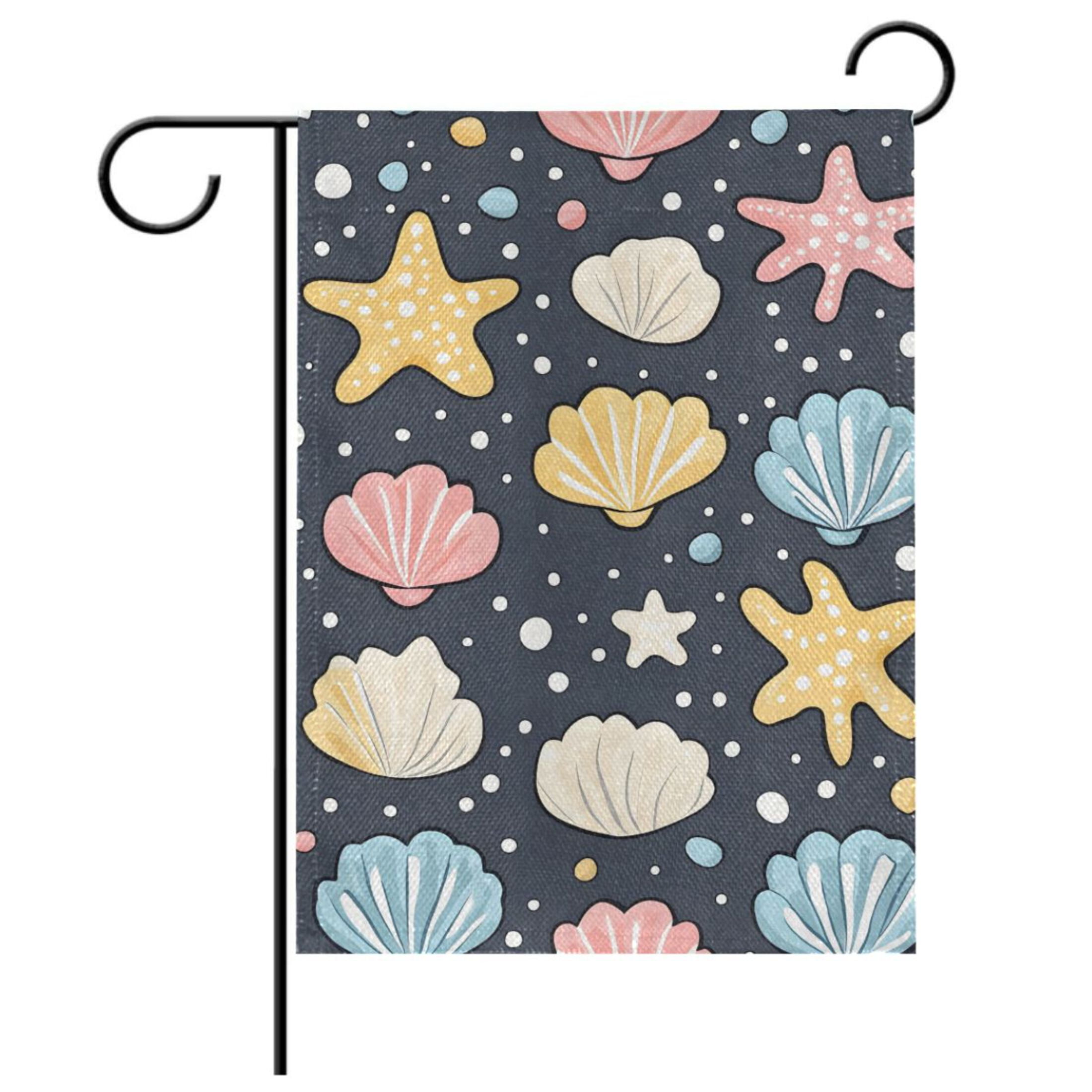 Ryvnso Seashell Starfish Ocean Garden Flag 12x18 Inch Double Sided ...