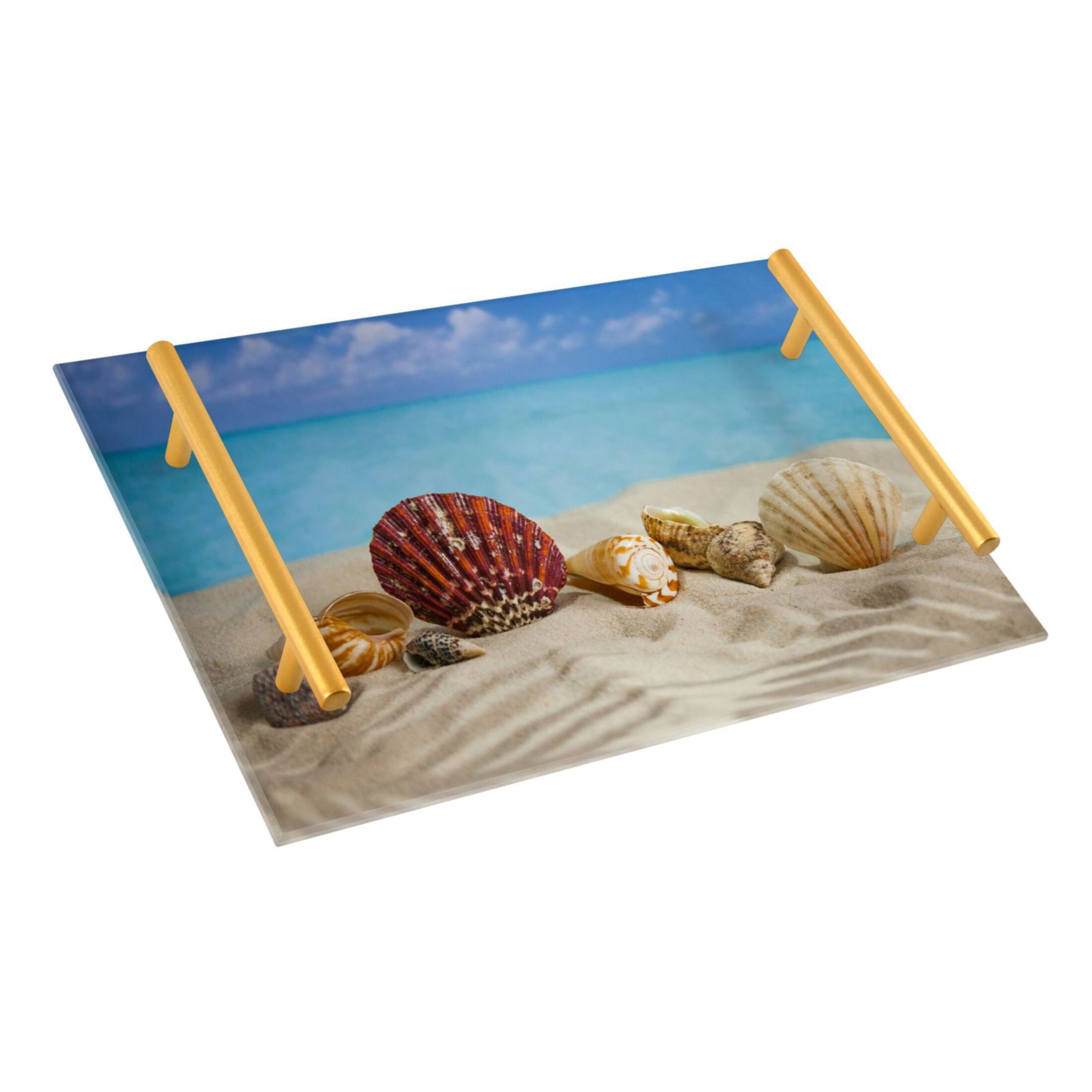 Ryvnso Seashell on Beach Bathroom Tray Vanity Countertop Trays Acrylic ...
