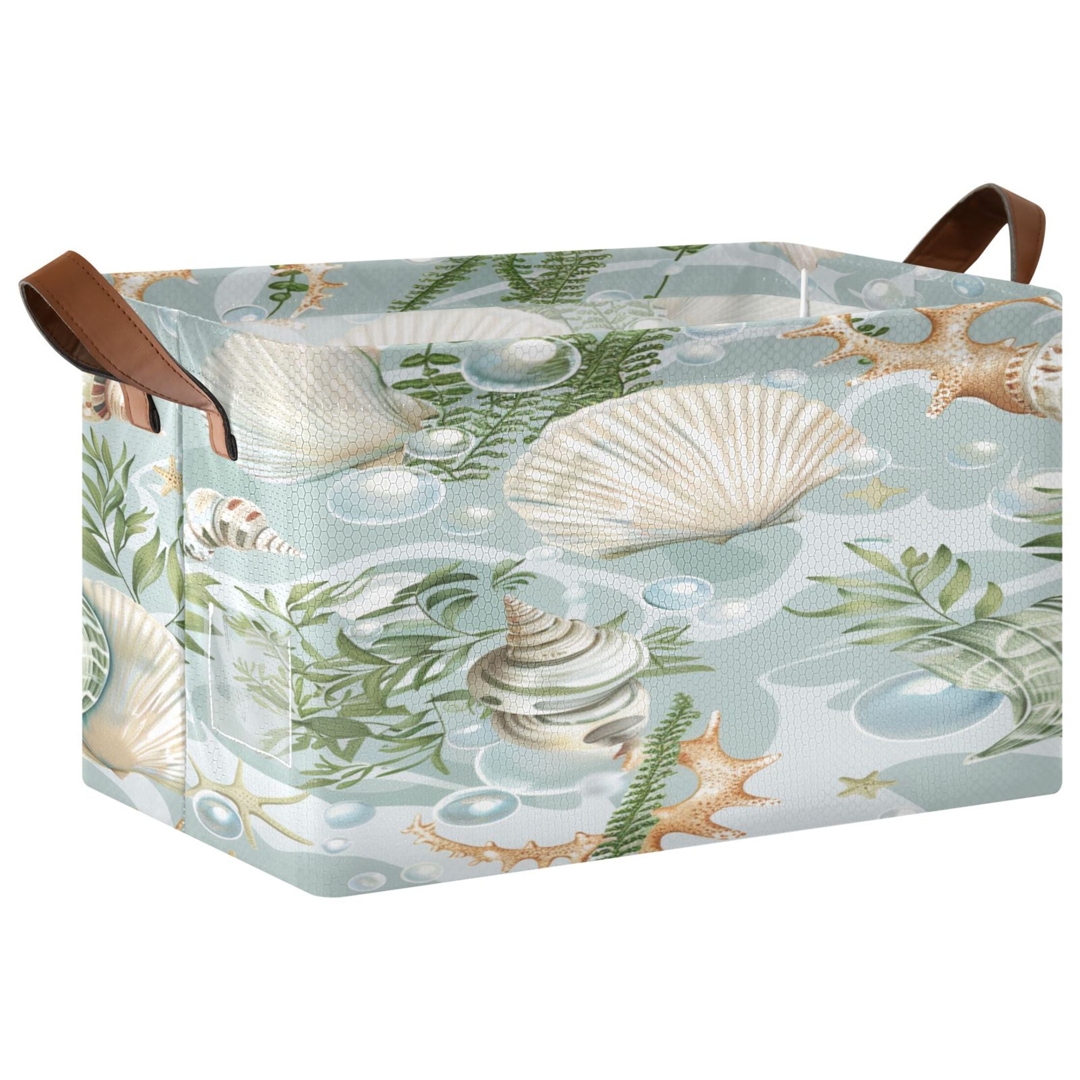 Ryvnso Seashells Bubbles Seaweed Storage Bins Large Basket Foldable ...