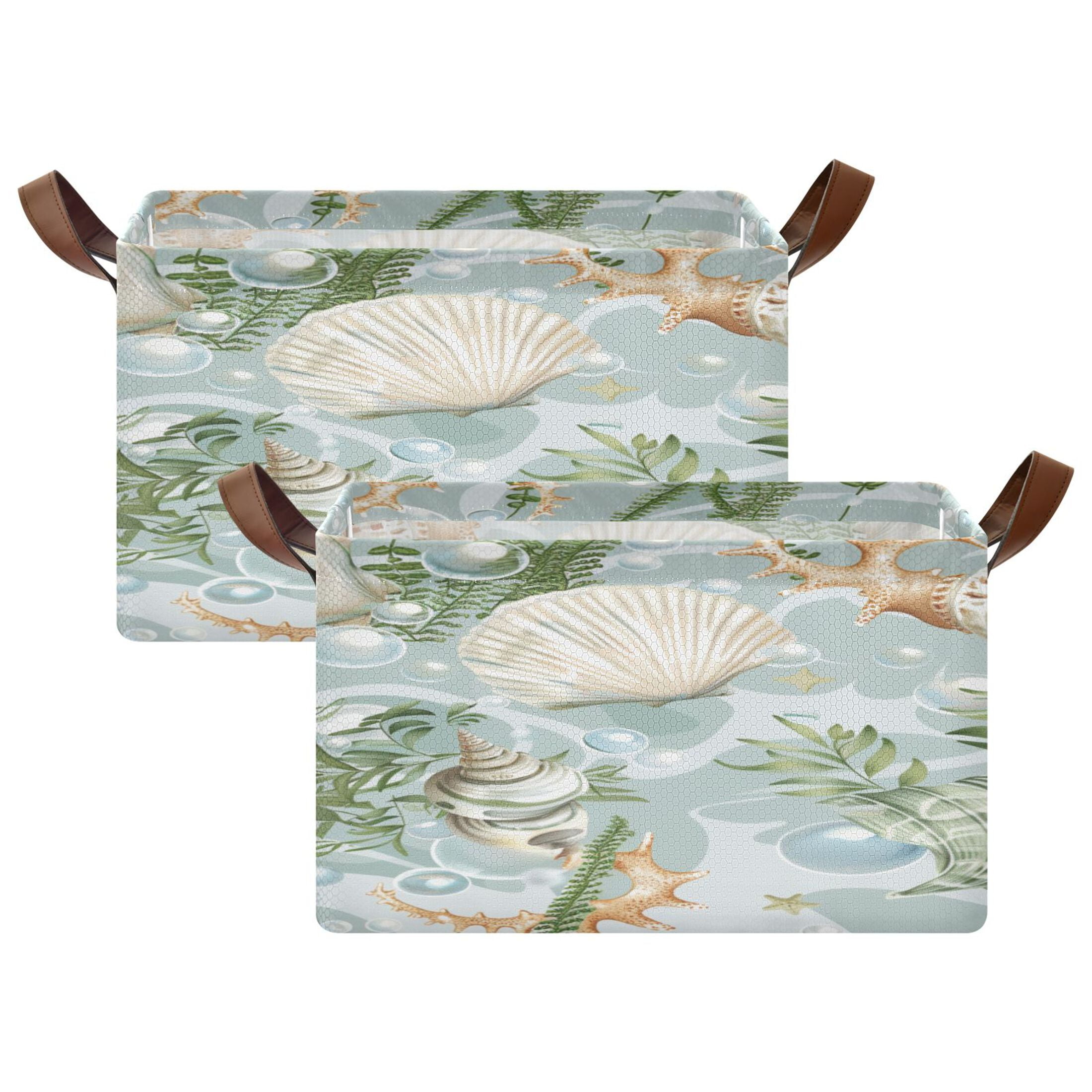 Ryvnso Seashells Bubbles Seaweed Storage Bins Large Basket Foldable ...