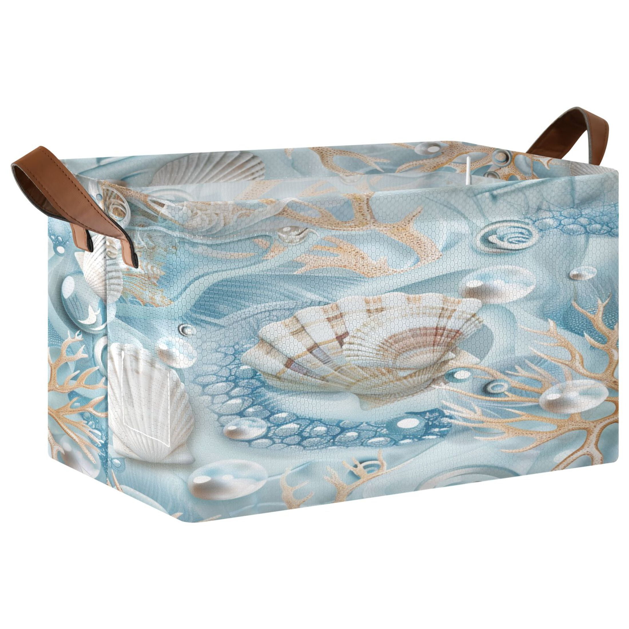 Ryvnso Seashells Seaweed Bubbles Storage Bins Large Basket Foldable ...