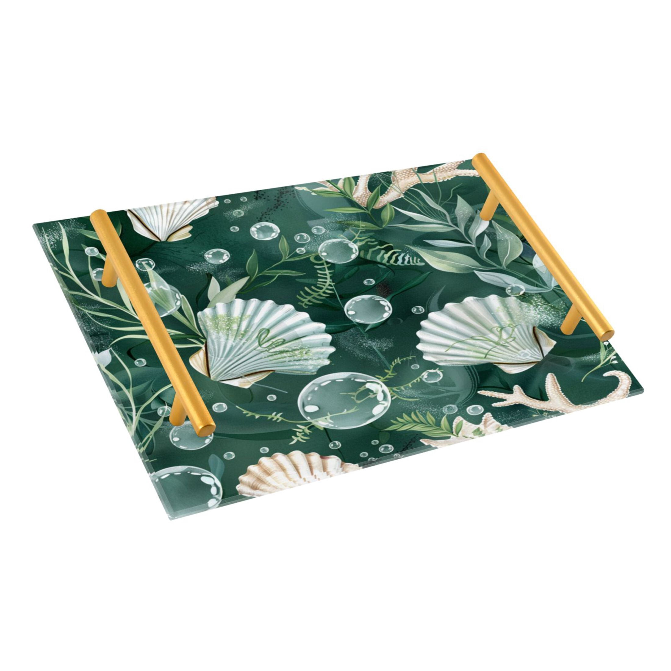Ryvnso Seashells Seaweed and Bubbles Bathroom Tray Vanity Countertop ...