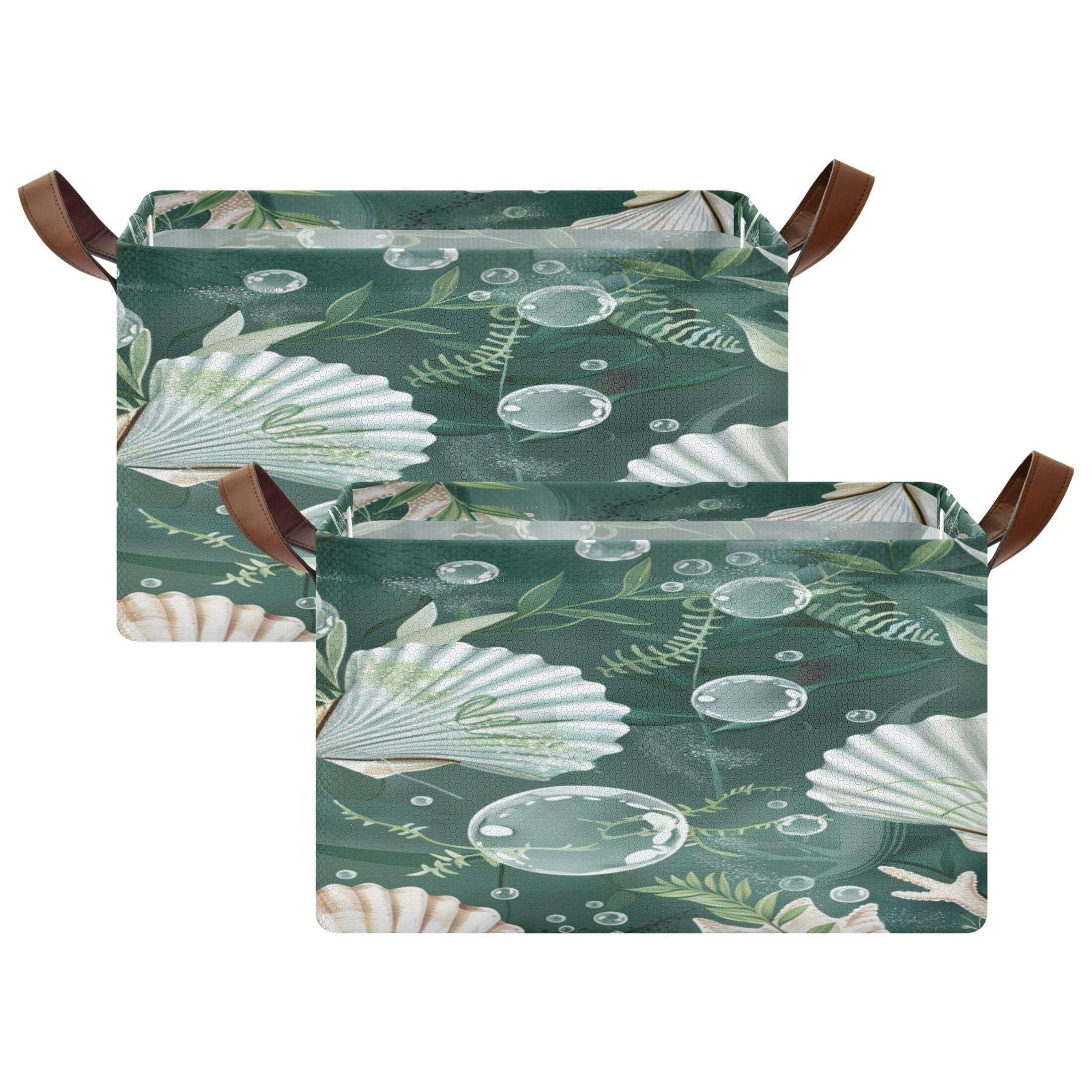 Ryvnso Seashells Seaweed and Bubbles Storage Bins Large Basket Foldable ...