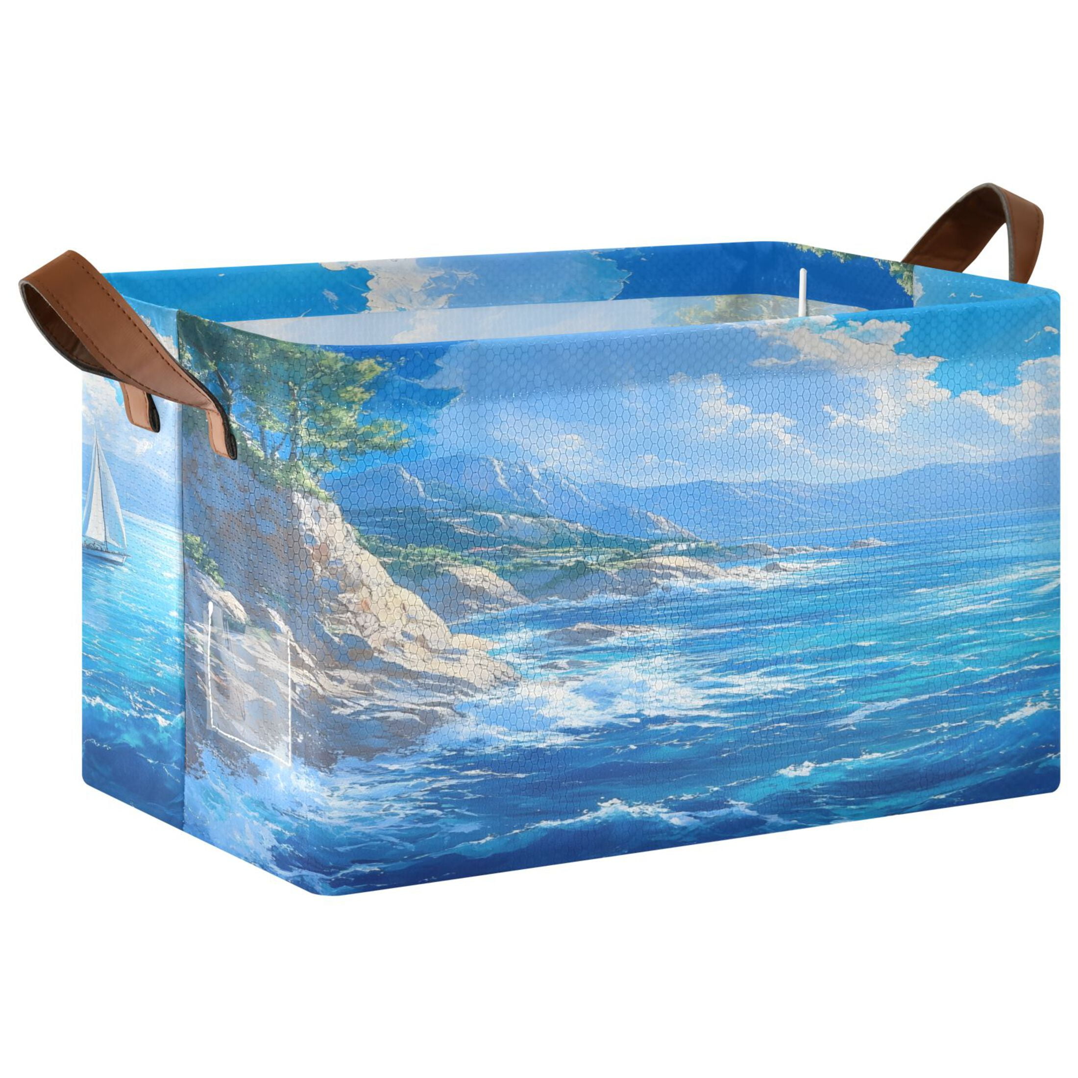 Ryvnso Seaside Landscape Storage Bins Large Basket Foldable Cube Toys ...