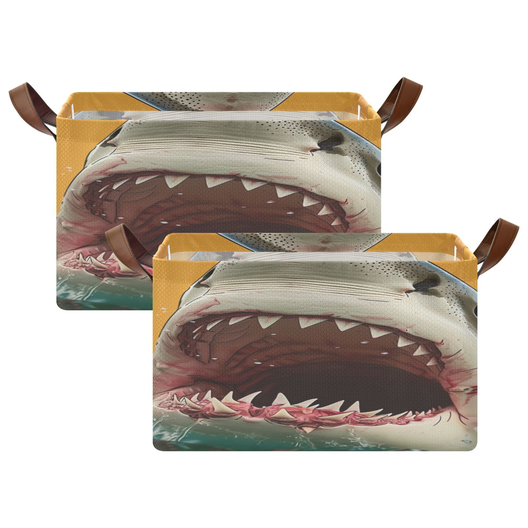Ryvnso Shark Mouth Pattern Storage Bins Large Basket Foldable Cube Toys ...