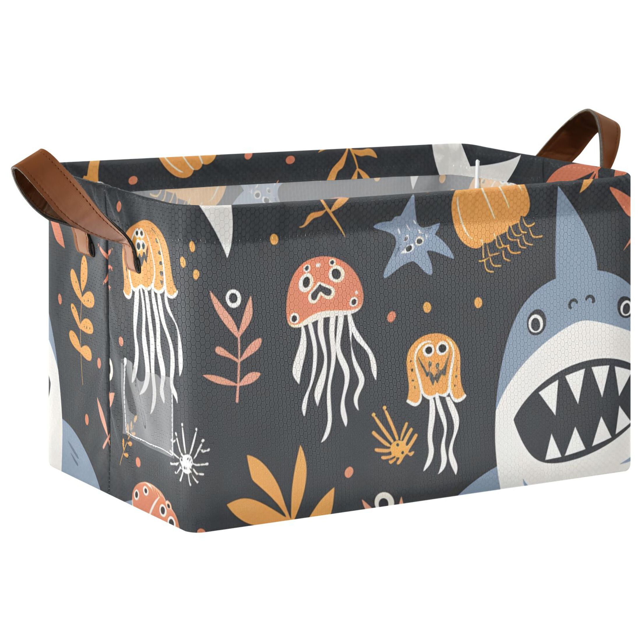 Ryvnso Sharks Jellyfish and Pumpkins Storage Bins Large Basket Foldable ...