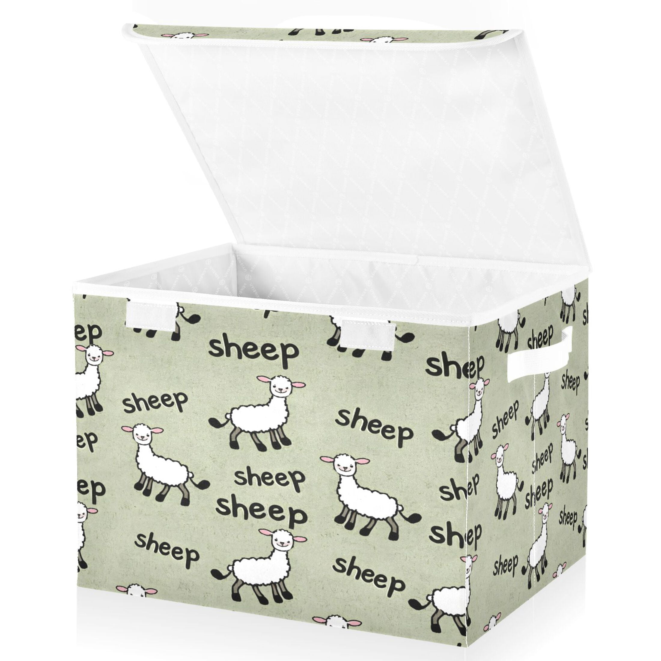 Ryvnso Sheep Cartoon Large Lidded Foldable Storage Baskets Cubes Boxes ...