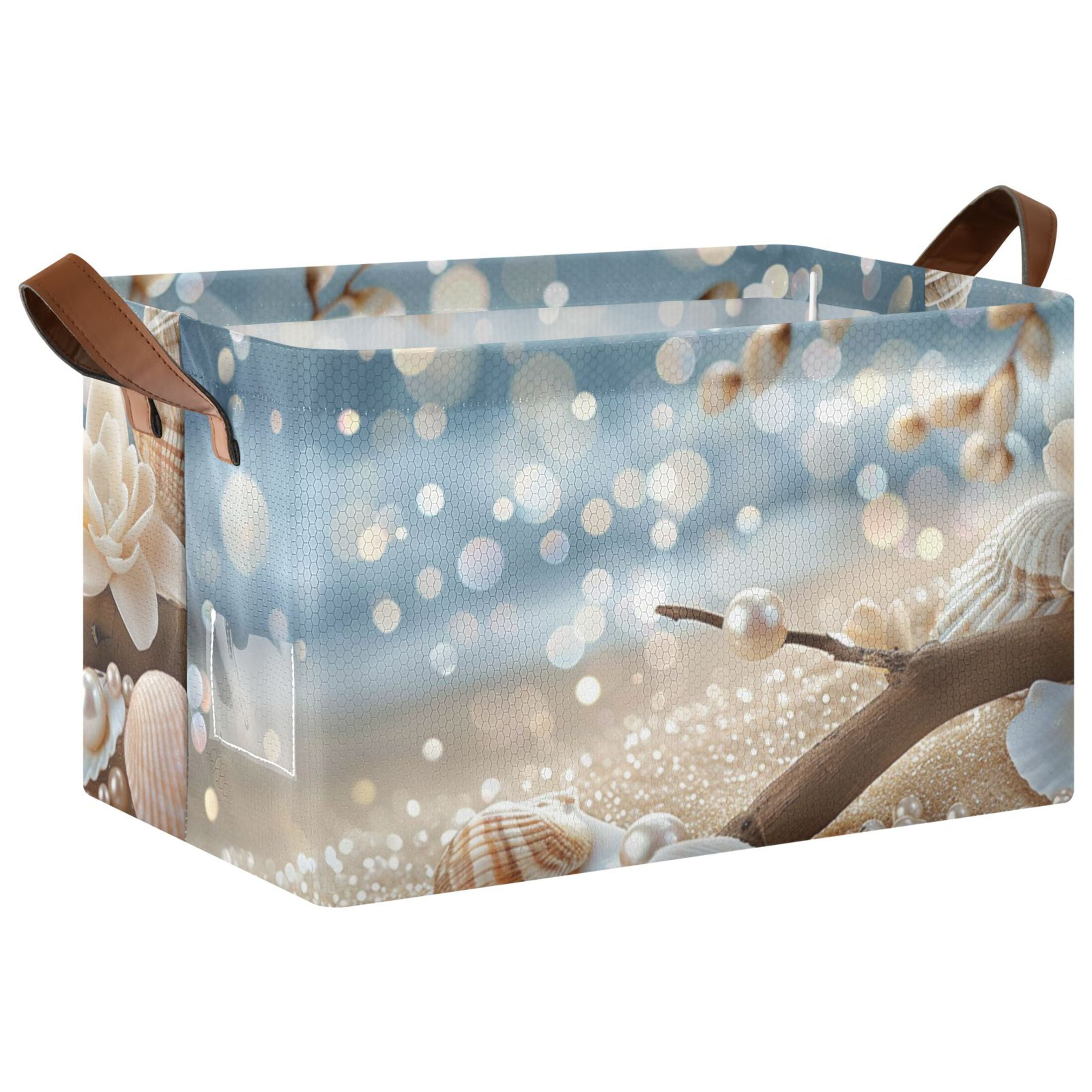 Ryvnso Shells Pearls on Beach Storage Bins Large Basket Foldable Cube ...