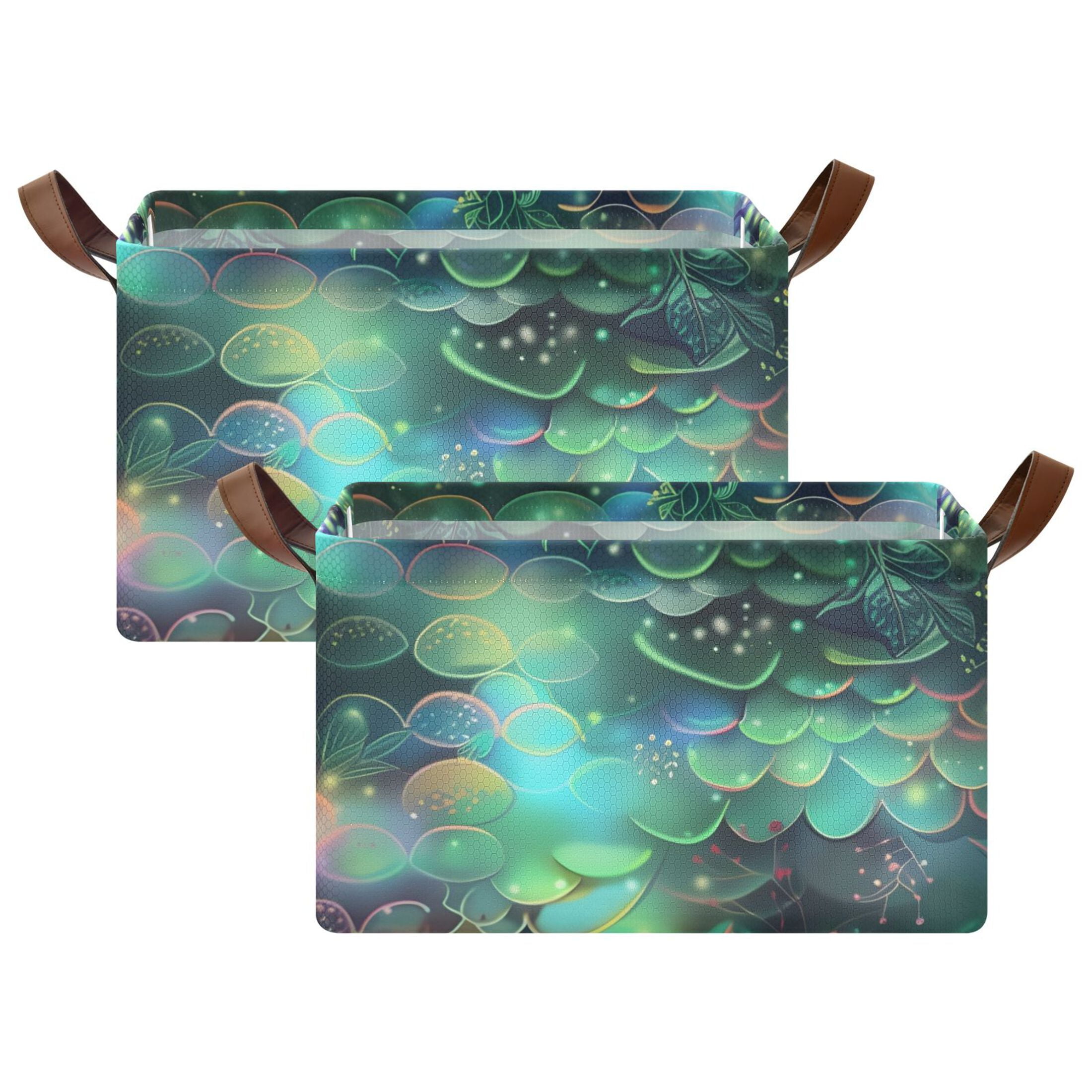 Ryvnso Shiney Fish Scales Storage Bins Large Basket Foldable Cube Toys ...