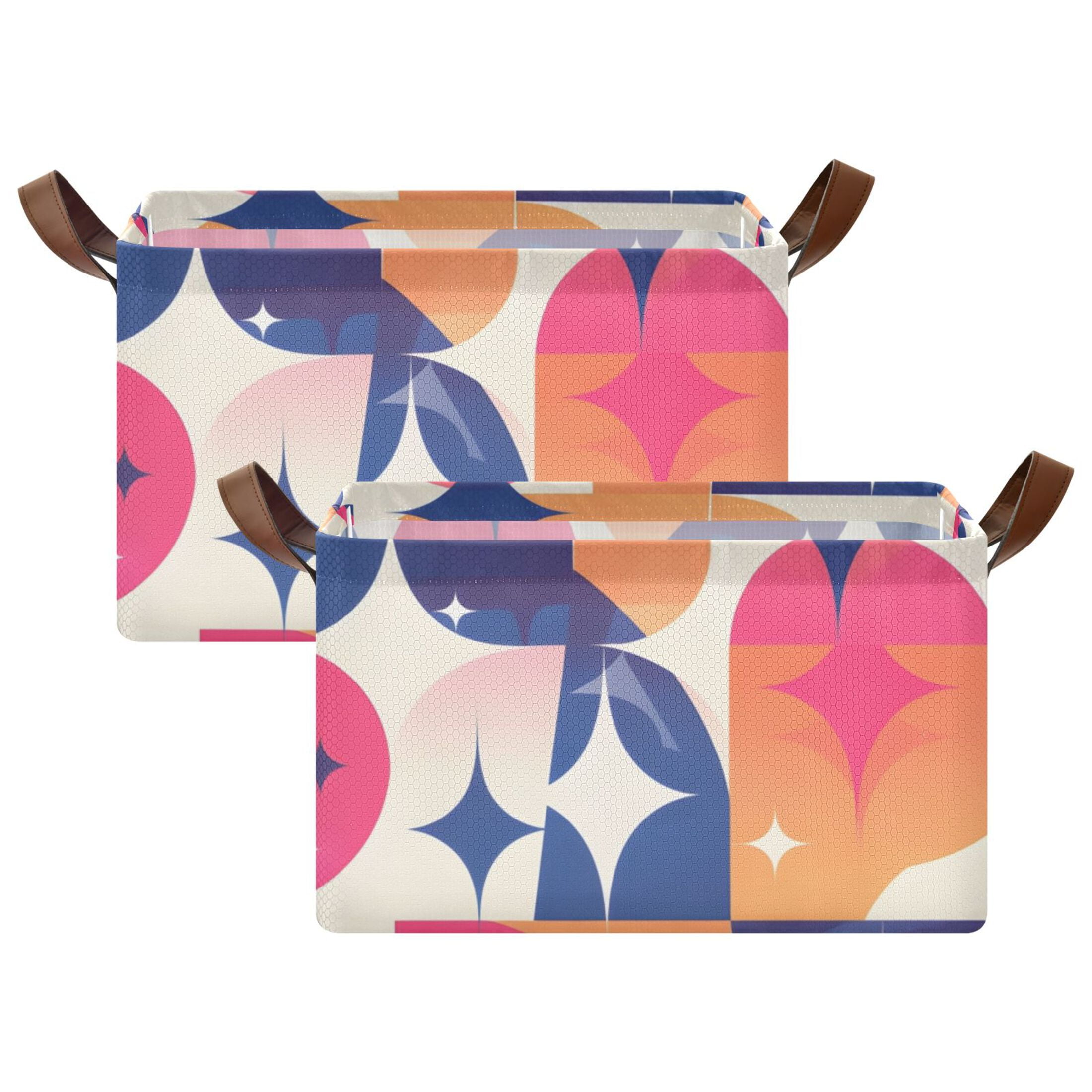 Ryvnso Shiny Geometric Print Storage Bins Large Basket Foldable Cube ...