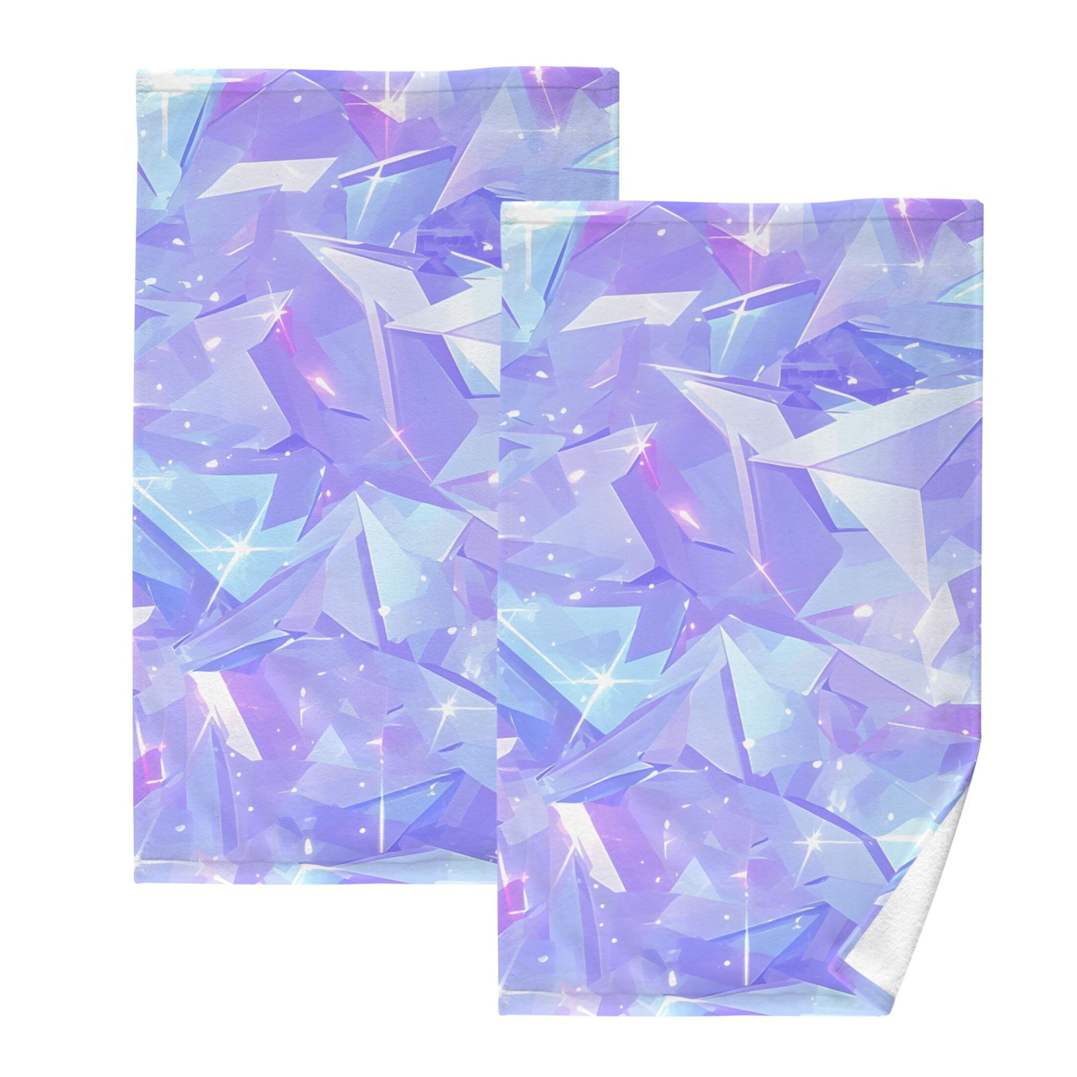 Ryvnso Shiny Geometric Shape Print Cotton Hand Towels Sets Face Towel 2 ...