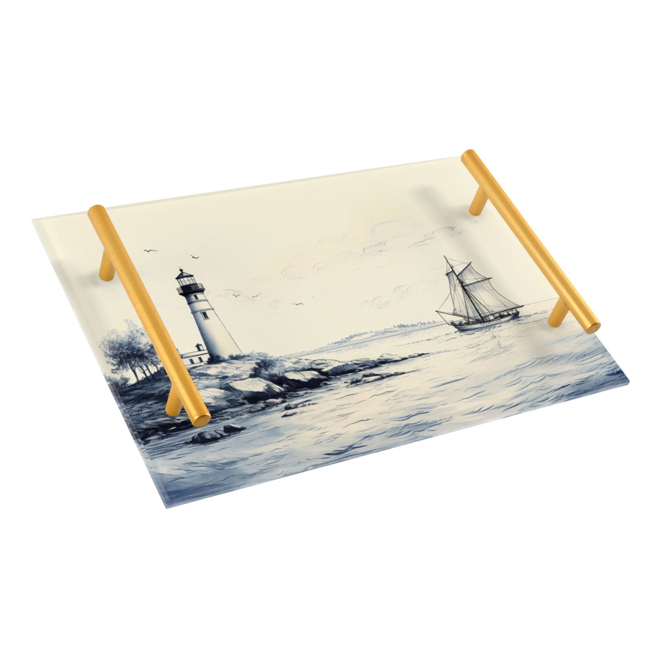 Ryvnso Ship in Sea Landscape Bathroom Tray Vanity Countertop Trays ...