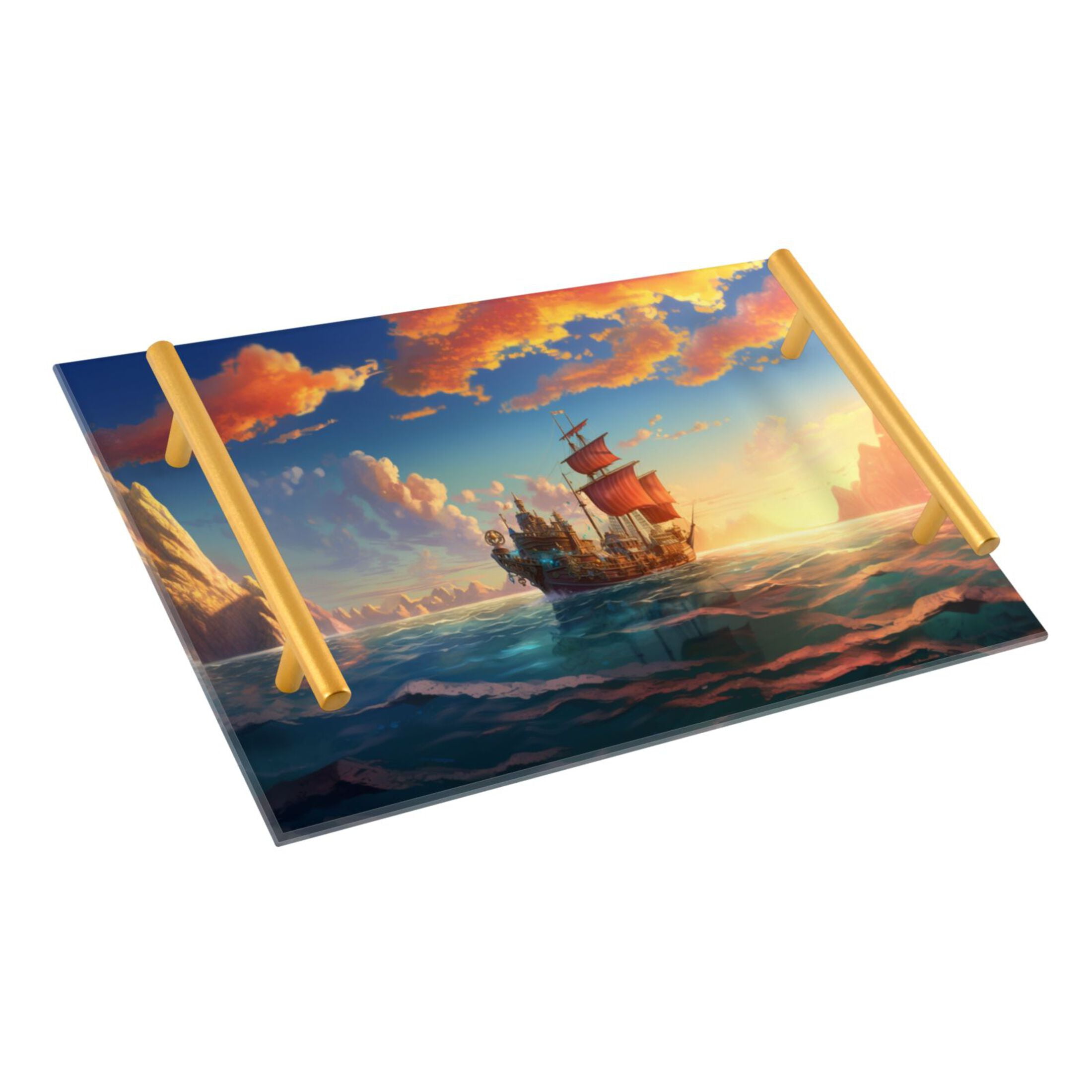 Ryvnso Ship on Sea Bathroom Tray Vanity Countertop Trays Acrylic ...