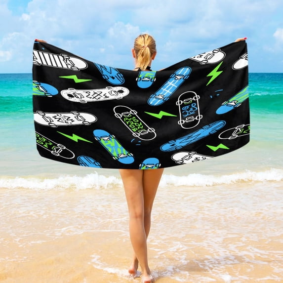 Ryvnso Skateboard Lightning Stylish Beach Towel Swimming Yoga Bath ...
