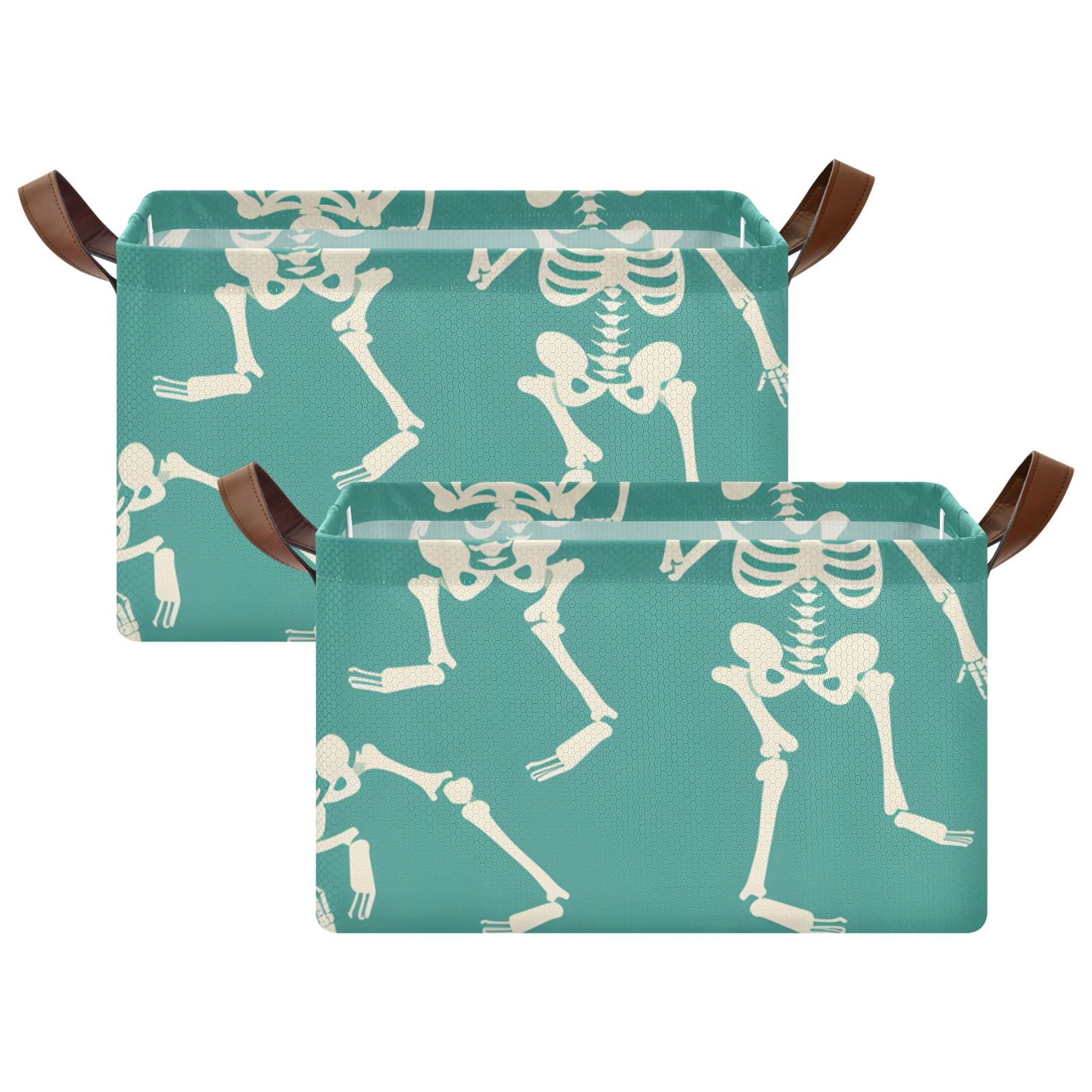 Ryvnso Skeleton Dancing Skull Storage Bins Large Basket Foldable Cube ...