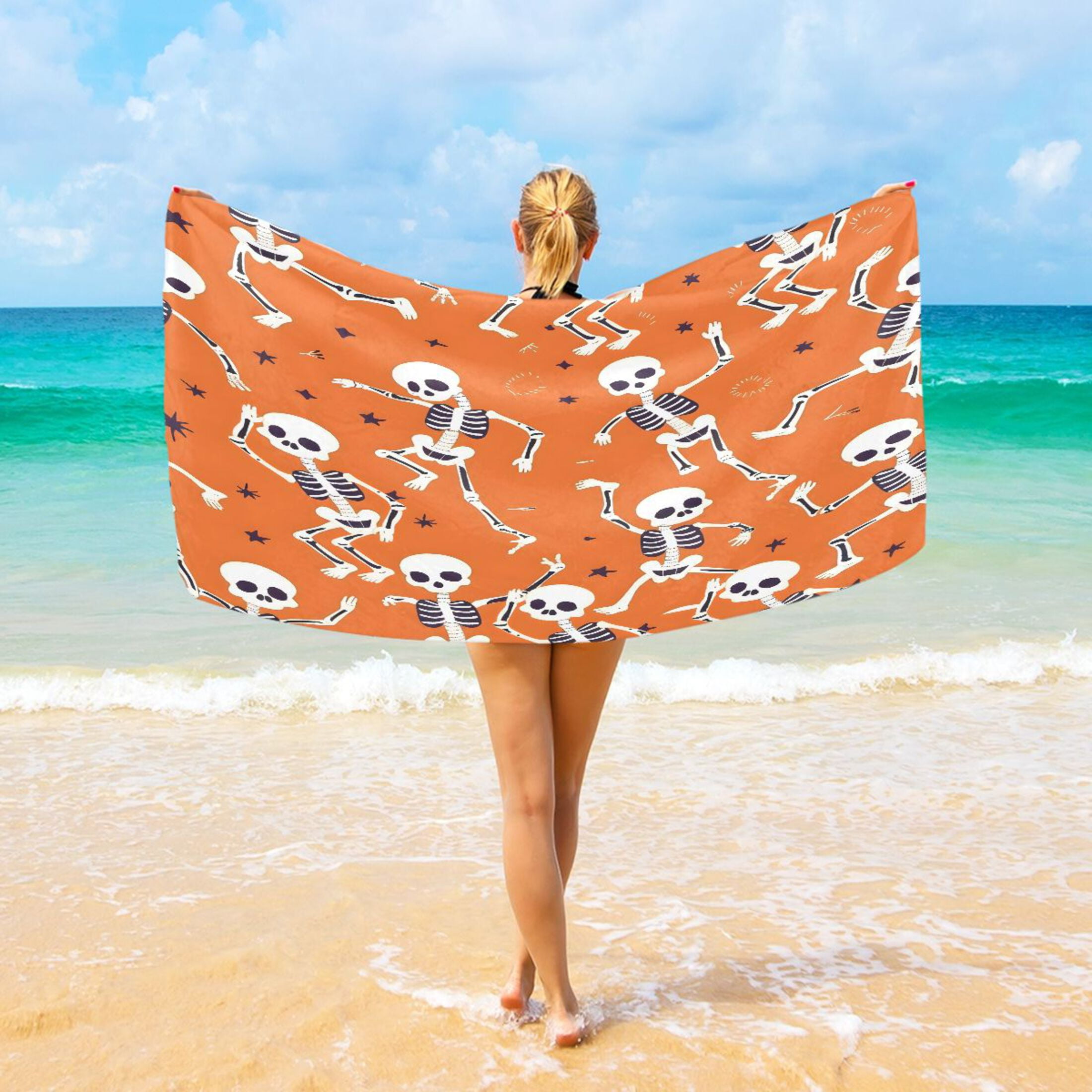 Ryvnso Skeleton Skull Dancing Oversized Beach Towel Microfiber Bath ...