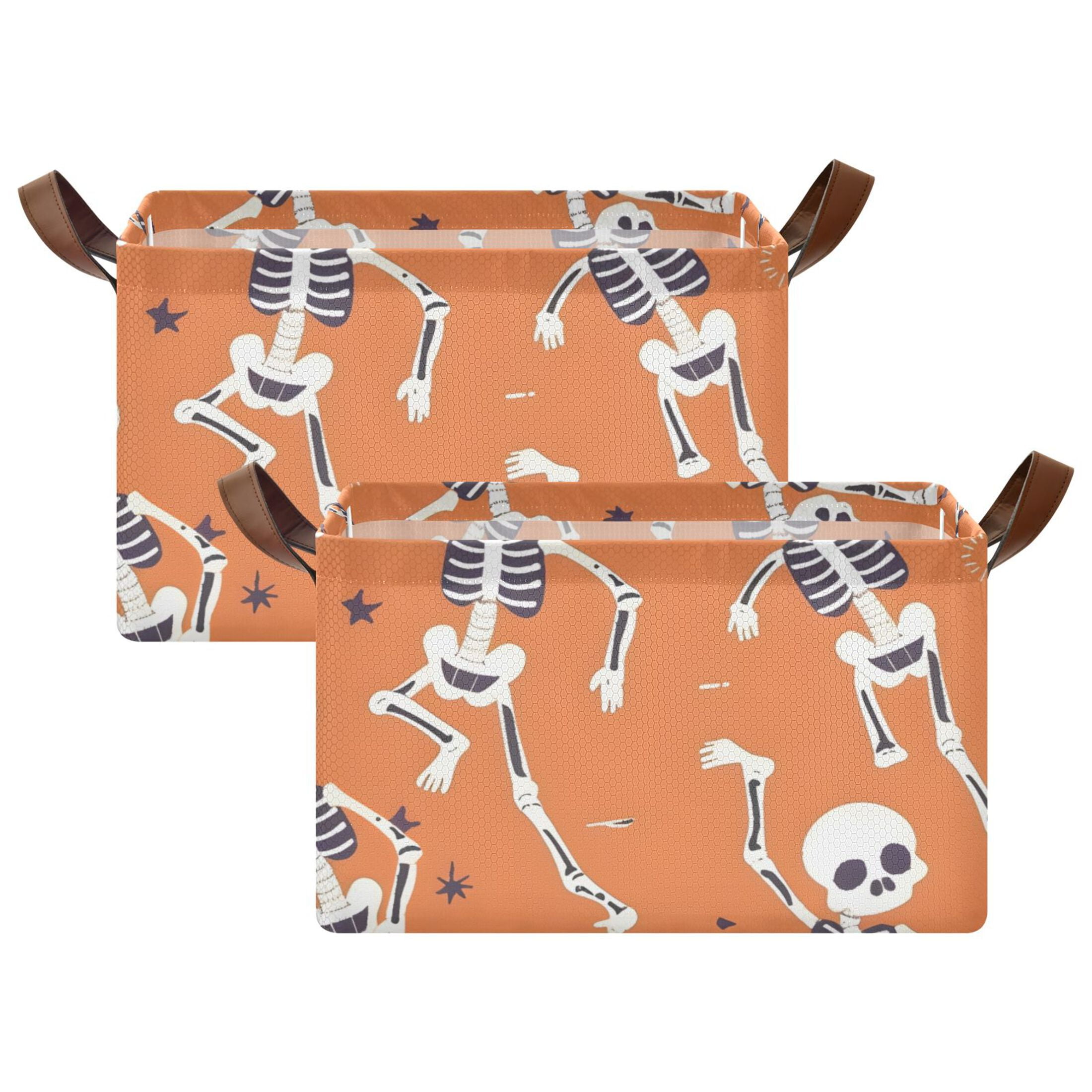 Ryvnso Skeleton Skull Dancing Storage Bins Large Basket Foldable Cube ...