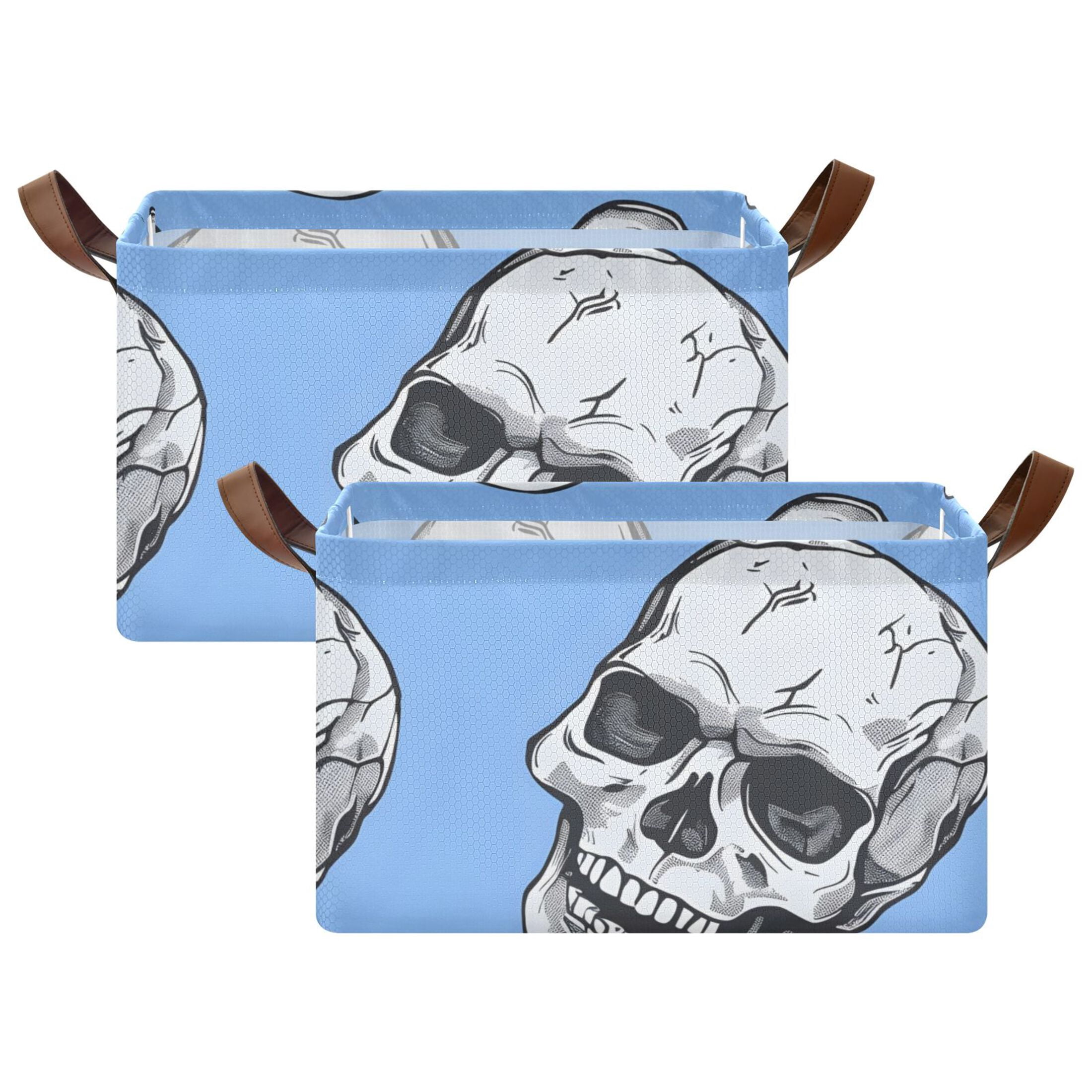 Ryvnso Skeleton Skull Head Storage Bins Large Basket Foldable Cube Toys ...
