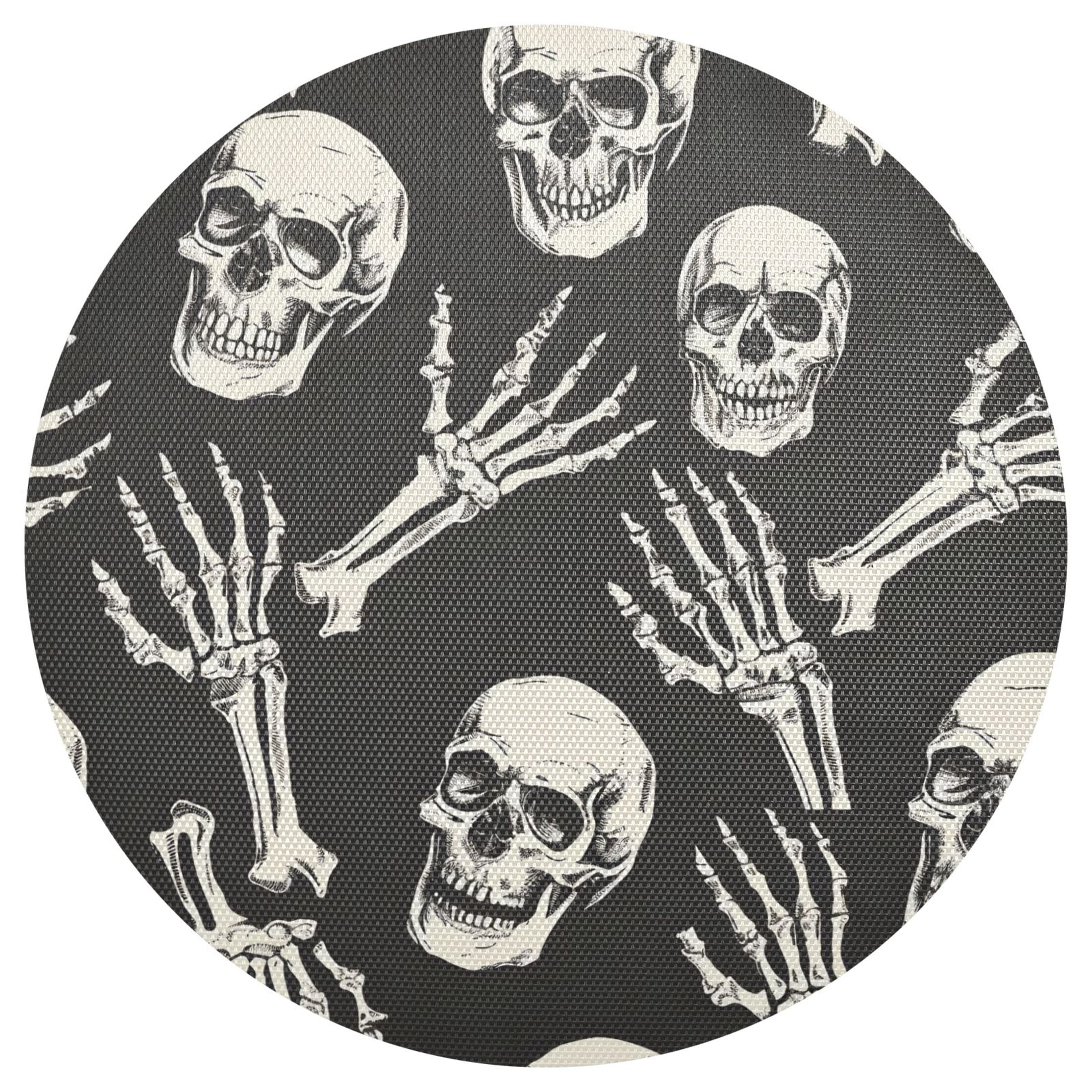 Ryvnso Skull Skeleton Hands Round Plate Mats Dining Table Placemat 1 ...
