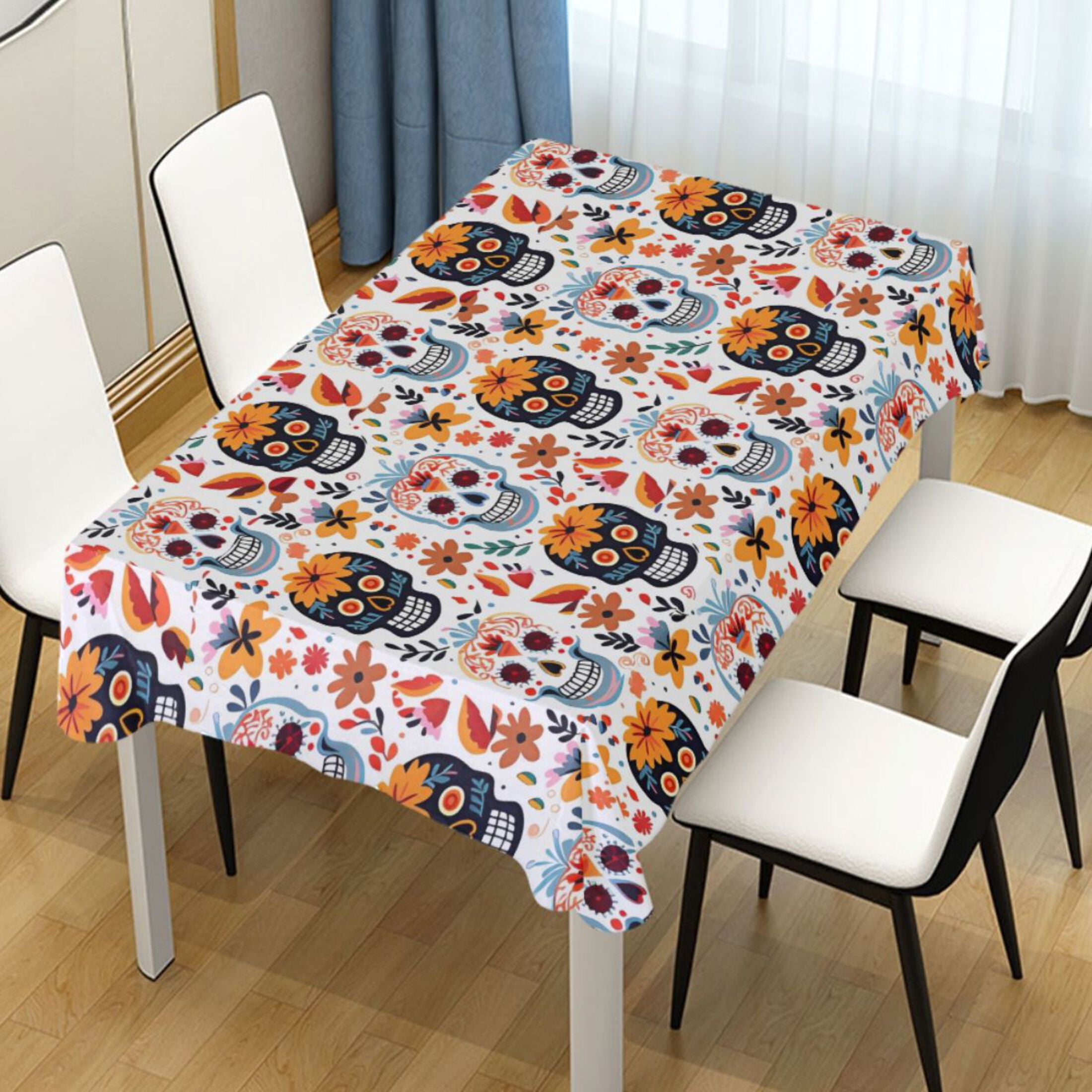 Ryvnso Skull Skeleton Sunflowers Rectangle Table Cloth Tablecover ...