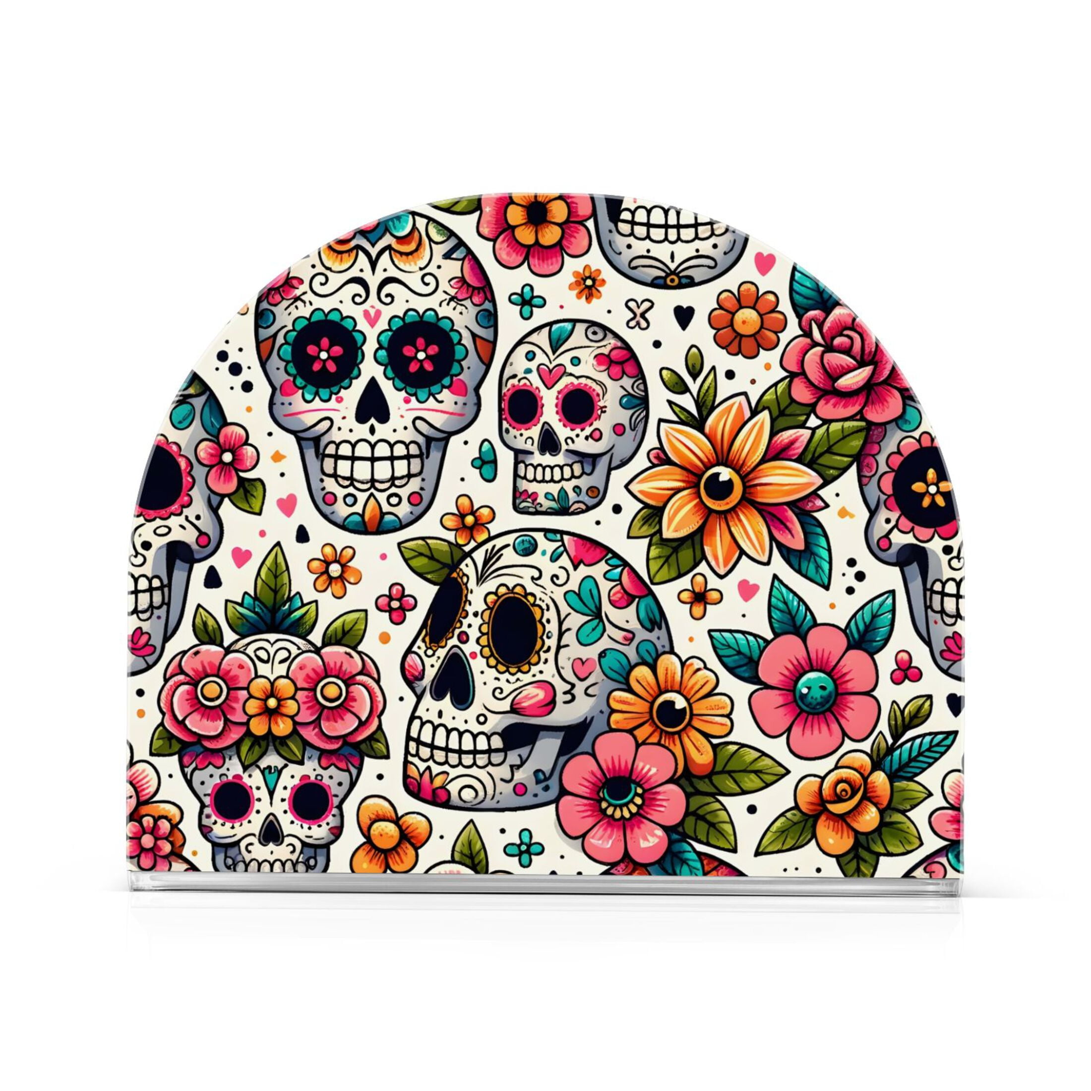 Ryvnso Skull Skeletons and Flowers Acrylic Napkin Holder Table Kitchen ...