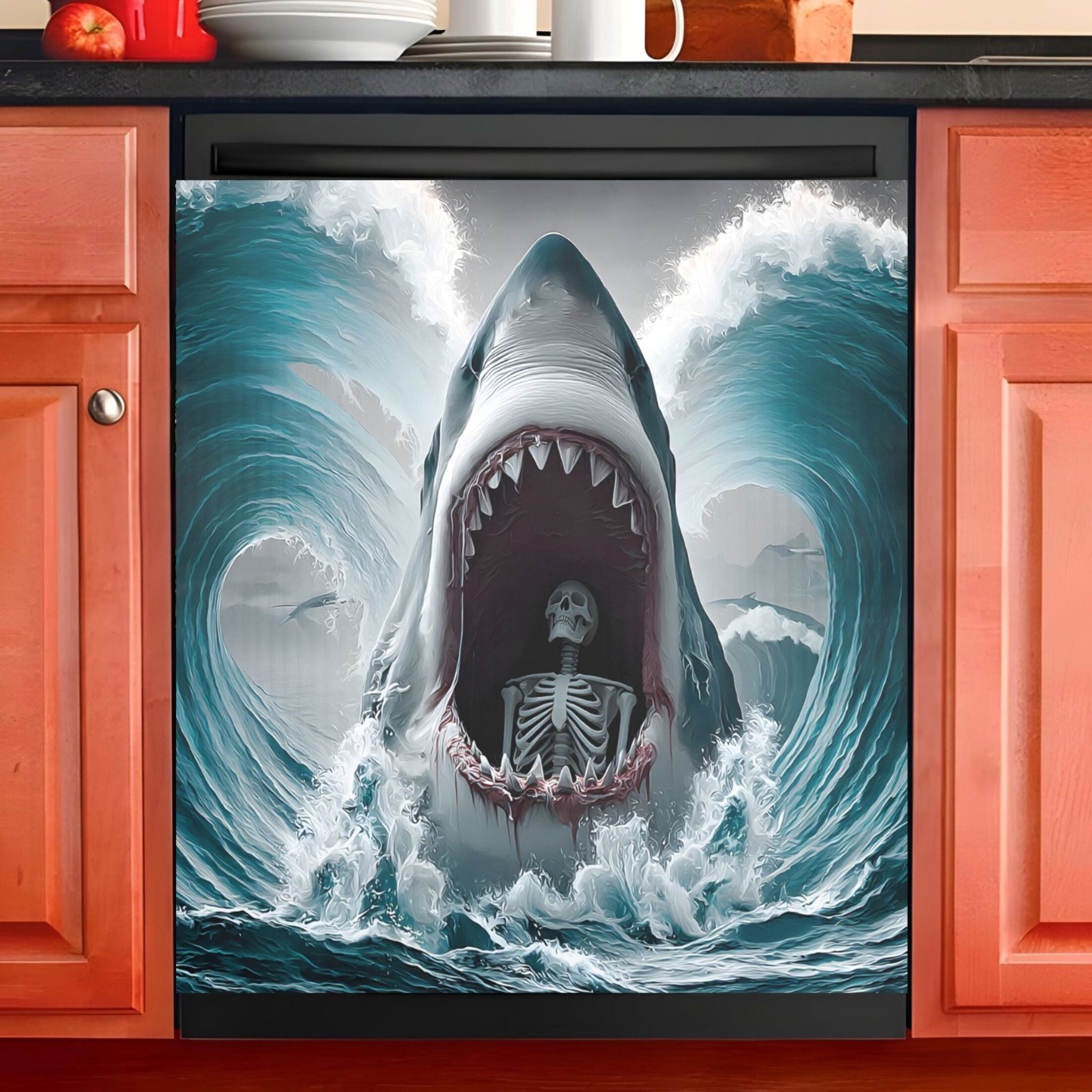 Ryvnso Skull in Shark Dishwasher Magnetic Refrigerator Magnet Cover ...