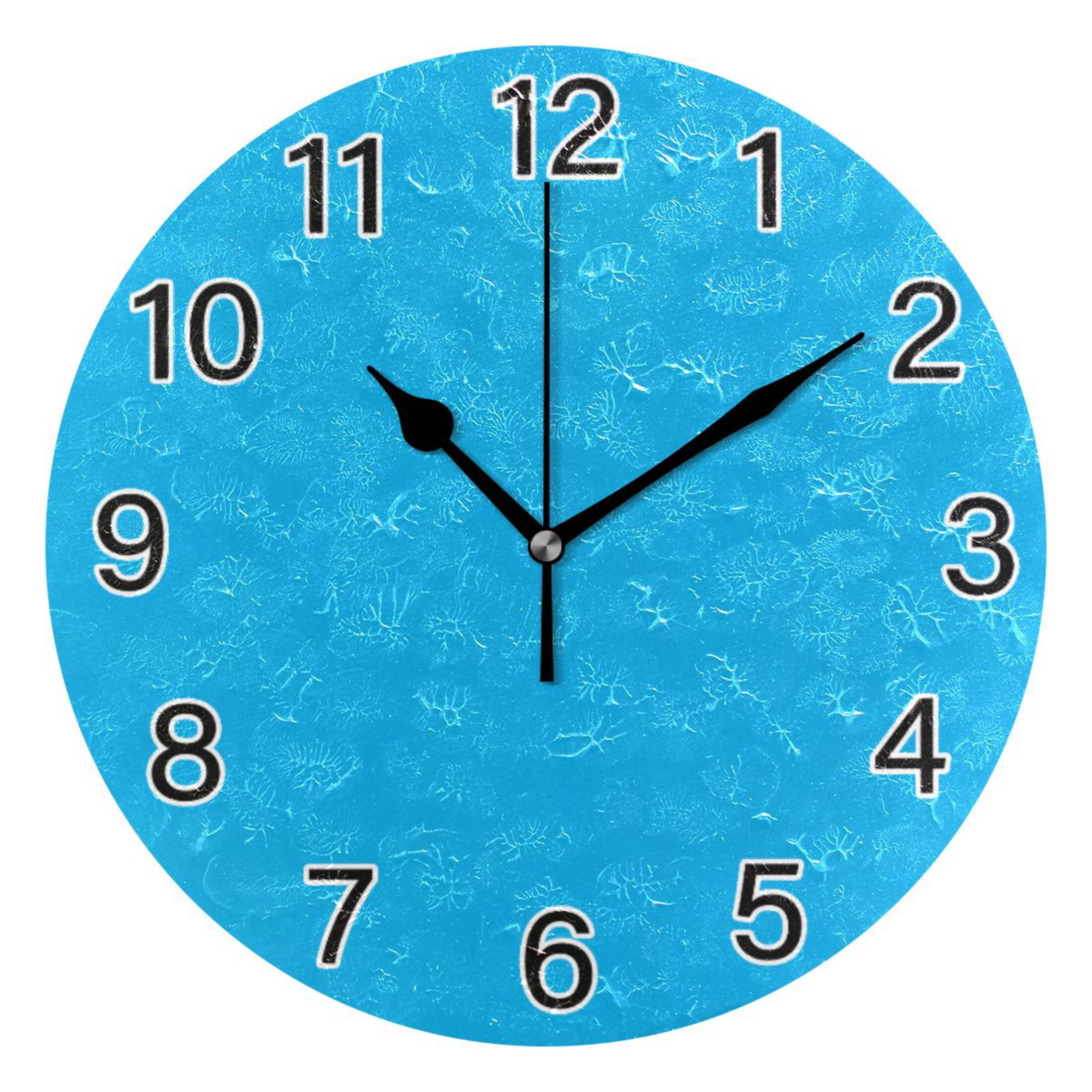 Ryvnso Sky Blue Wall Clock Non Ticking Silent Kitchen Clock Battery ...