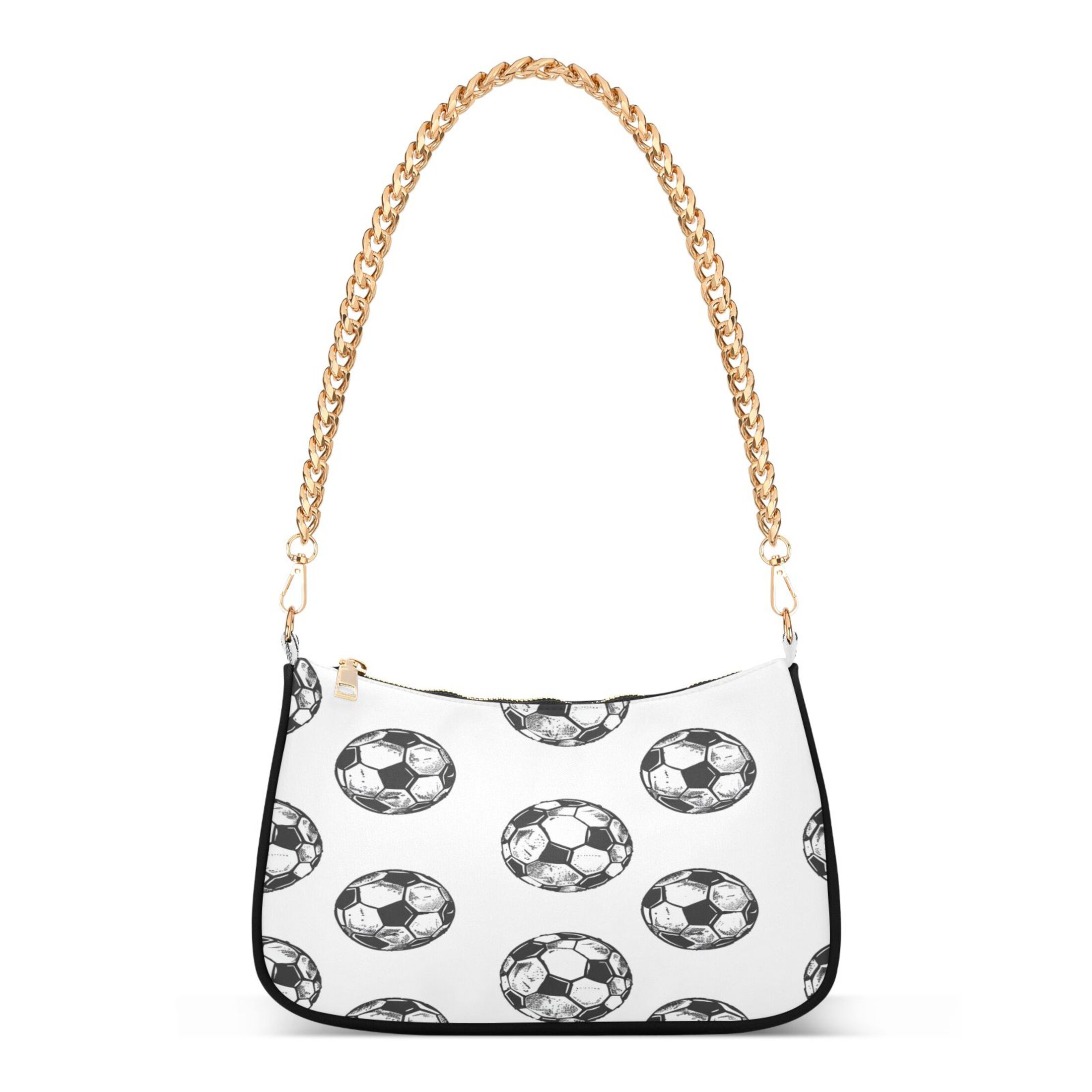 Ryvnso Soccer Balls Football Pattern Womens Chain Shoulder Bag Tote ...