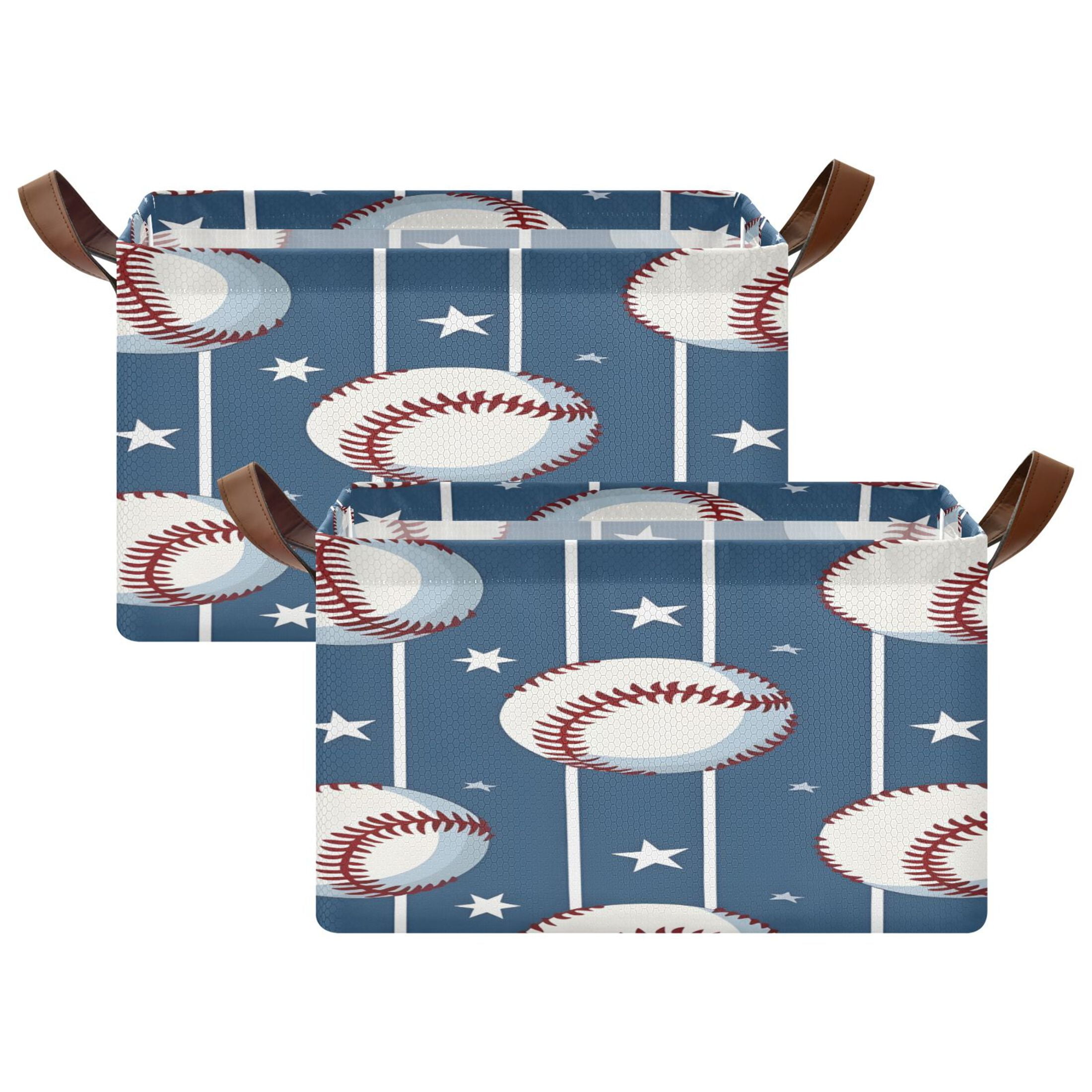 Ryvnso Sport Baseball Star Stipes Storage Bins Large Basket Foldable ...