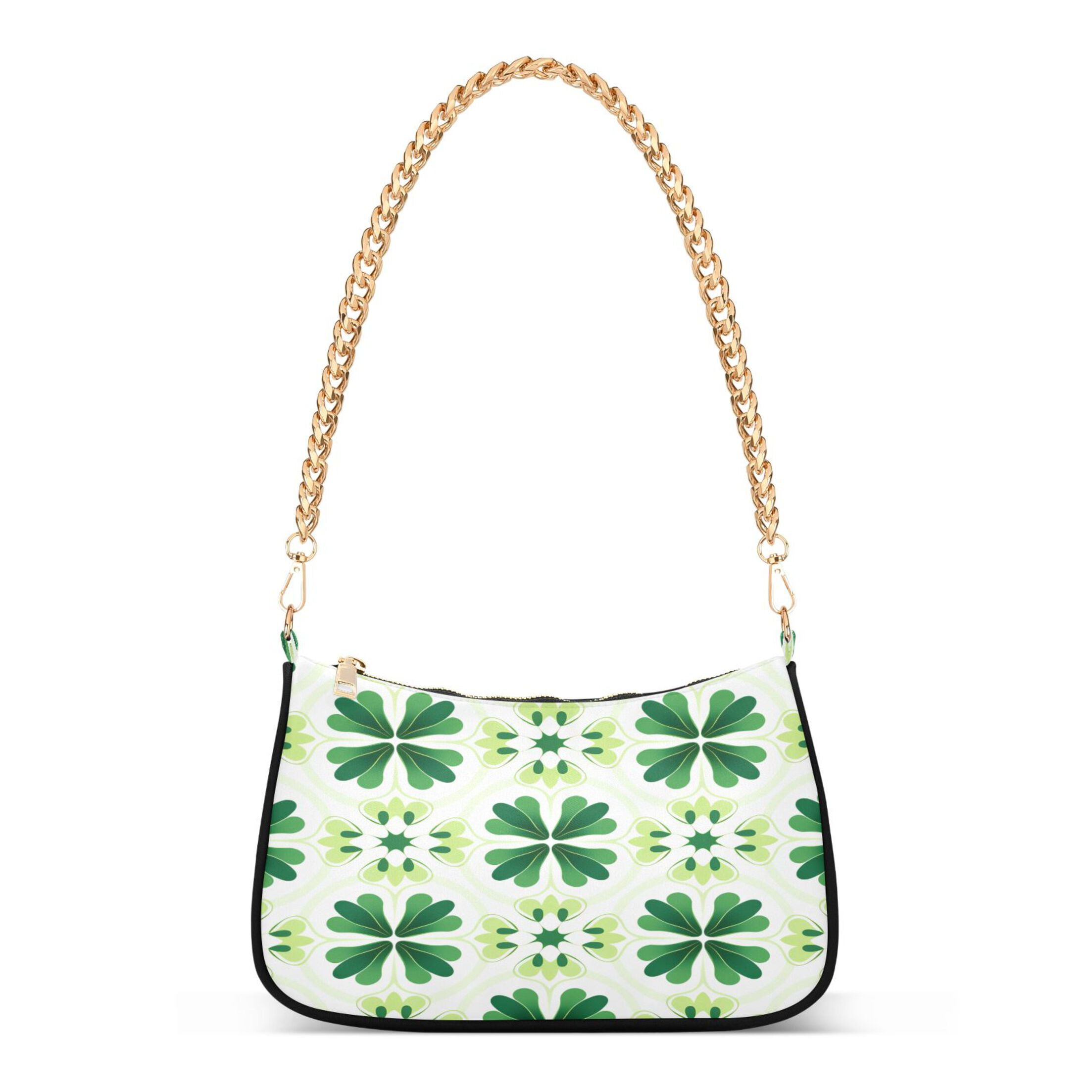 Ryvnso St Patrick Clover Pattern Womens Chain Shoulder Bag Tote ...