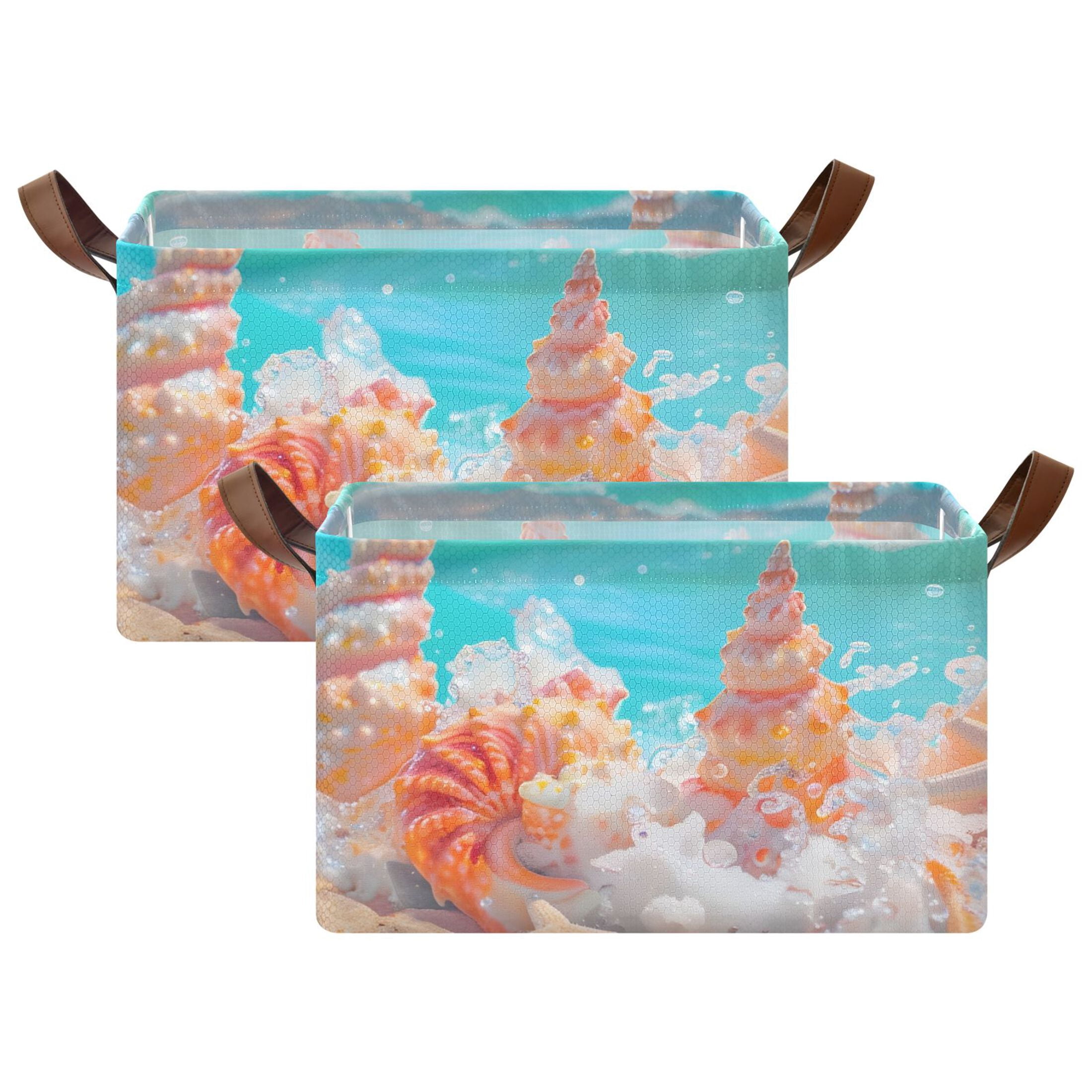 Ryvnso Starfish Conch on Beach Storage Bins Large Basket Foldable Cube ...