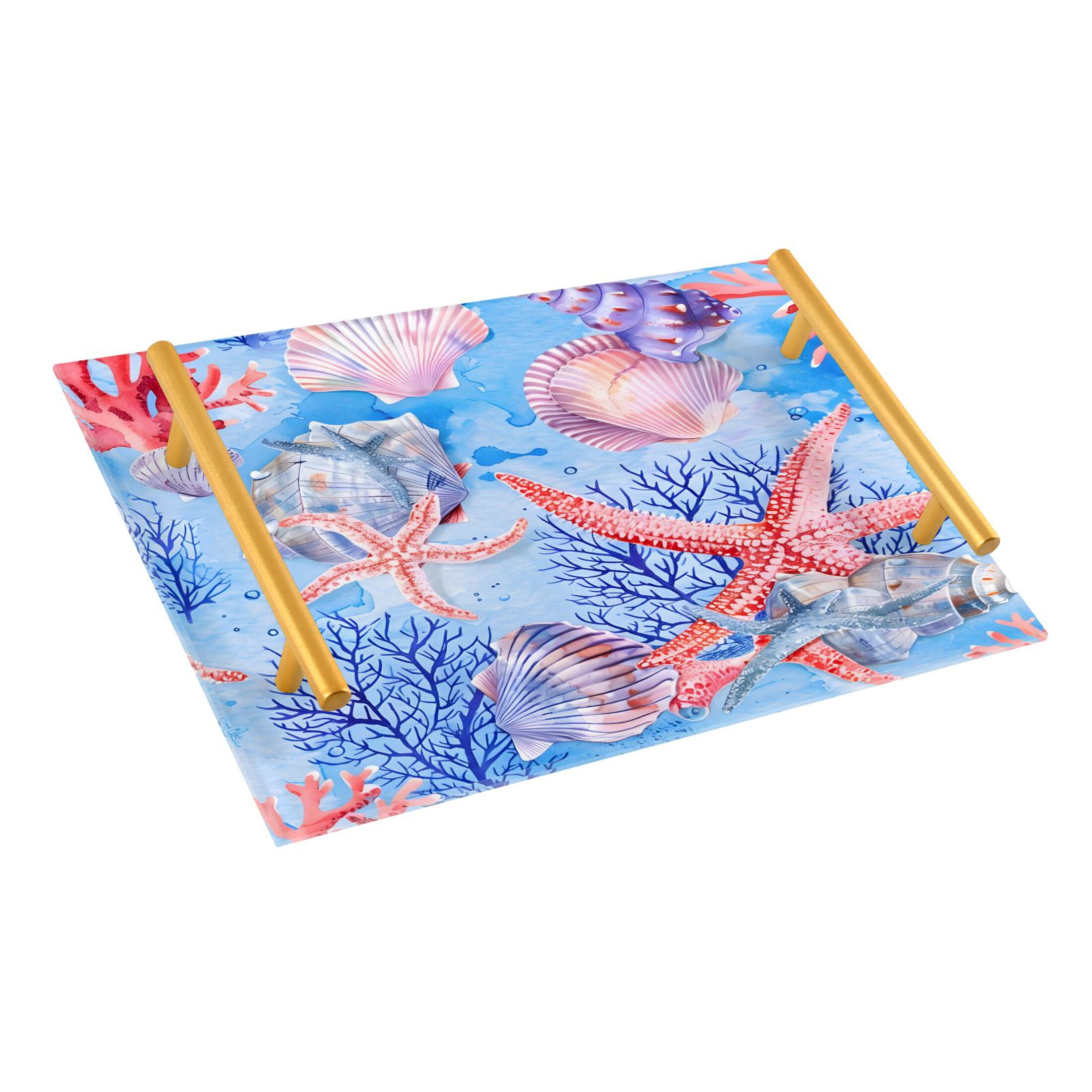 Ryvnso Starfish Seashell Conch Bathroom Tray Vanity Countertop Trays ...