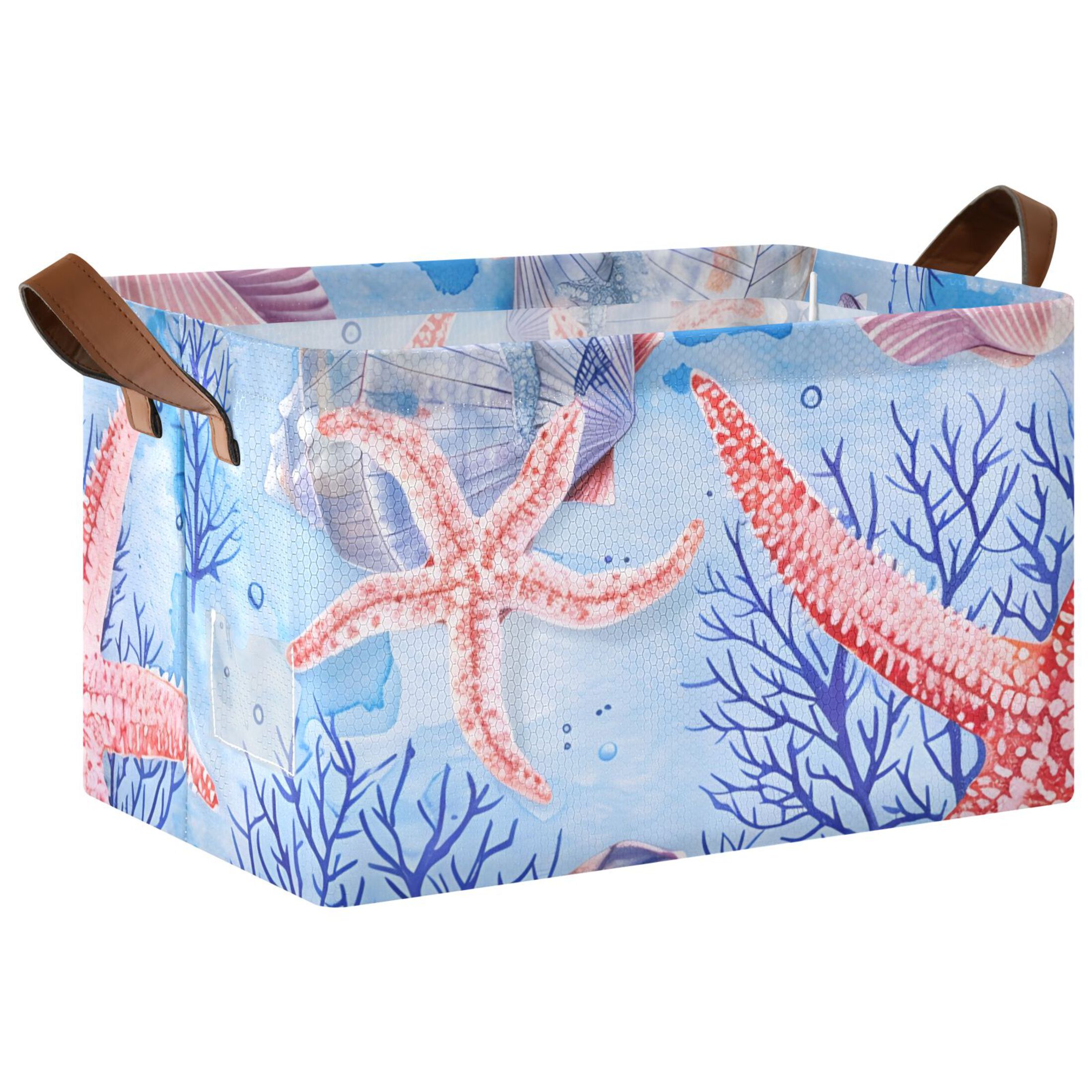 Ryvnso Starfish Seashell Conch Storage Bins Large Basket Foldable Cube ...