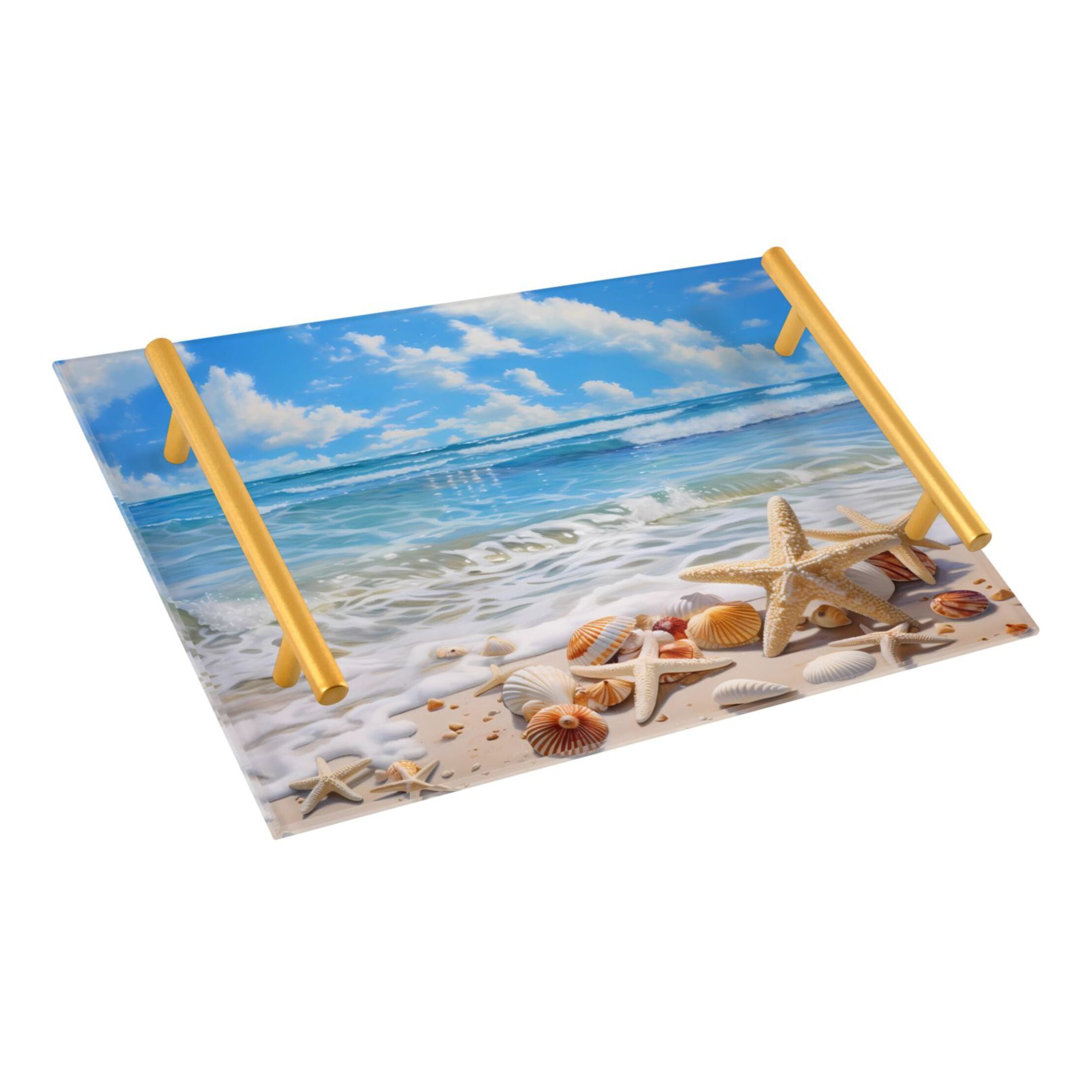 Ryvnso Starfish Seashell on Beach Bathroom Tray Vanity Countertop Trays ...