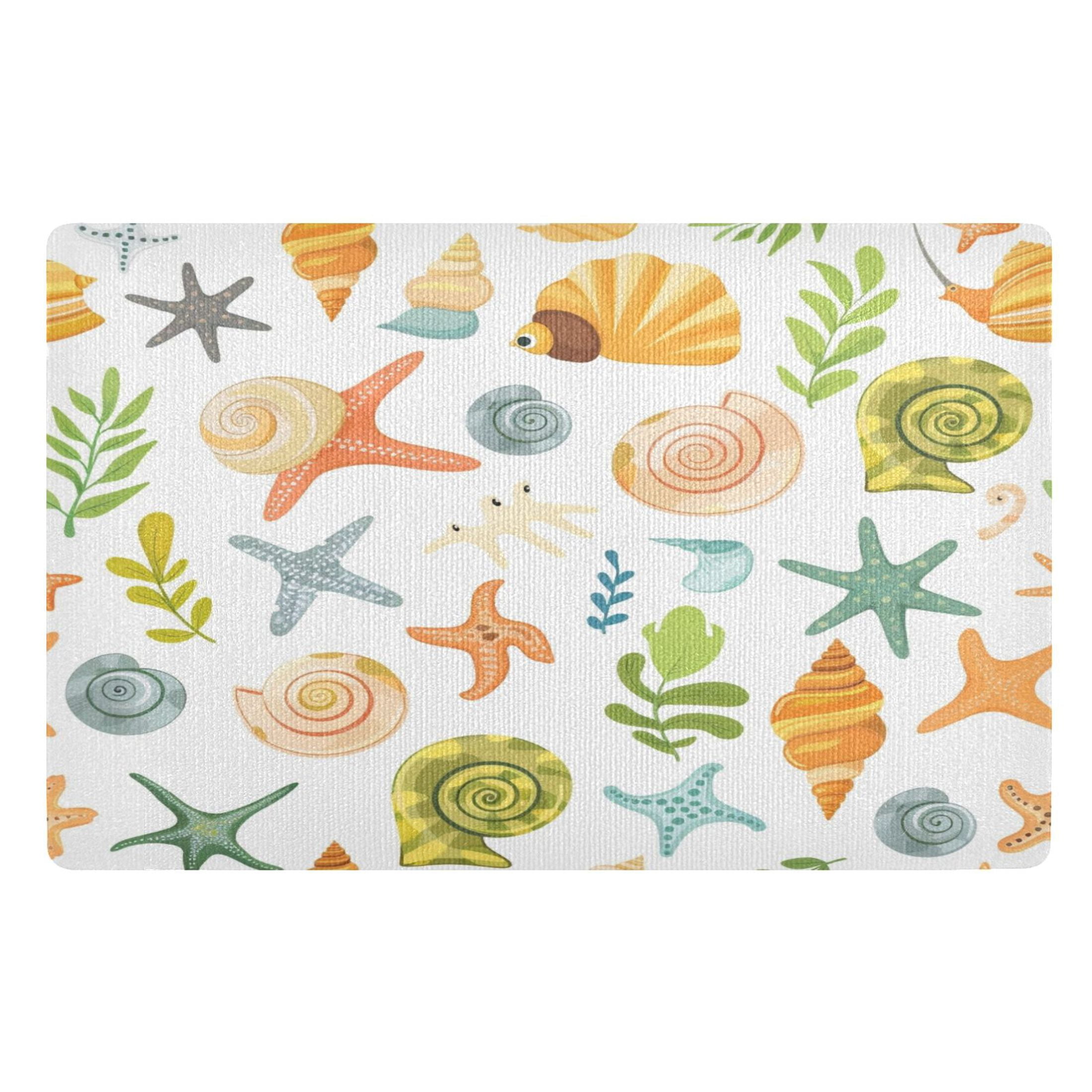 Ryvnso Starfish Snails Conch Door Mats Outdoor Indoor Entrance Low ...