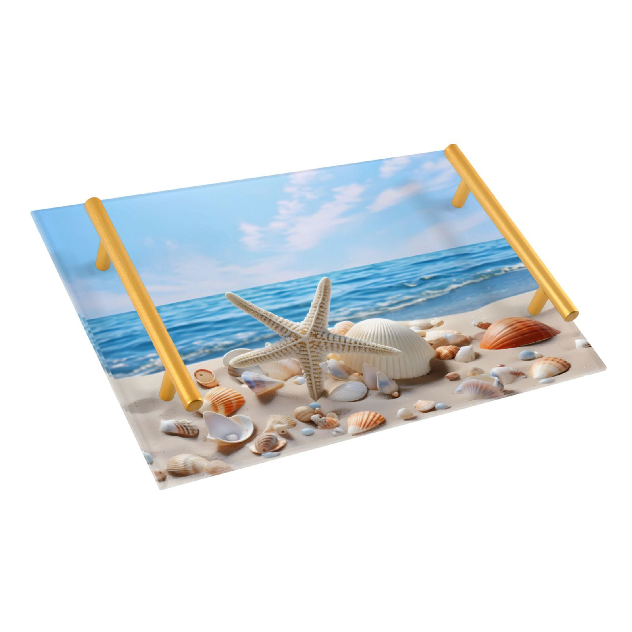 Ryvnso Starfish and Shells on Beach Bathroom Tray Vanity Countertop ...