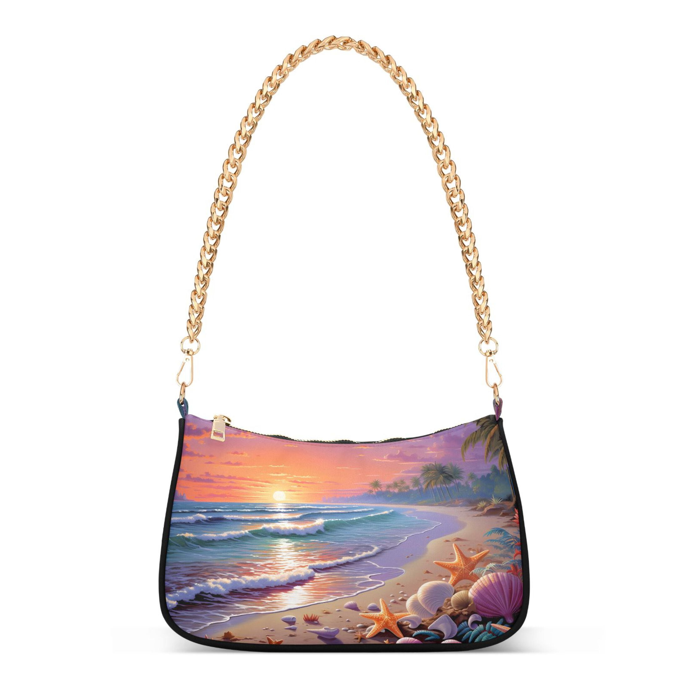 Ryvnso Starfish on Sunset Beach Womens Chain Shoulder Bag Tote Handbags ...