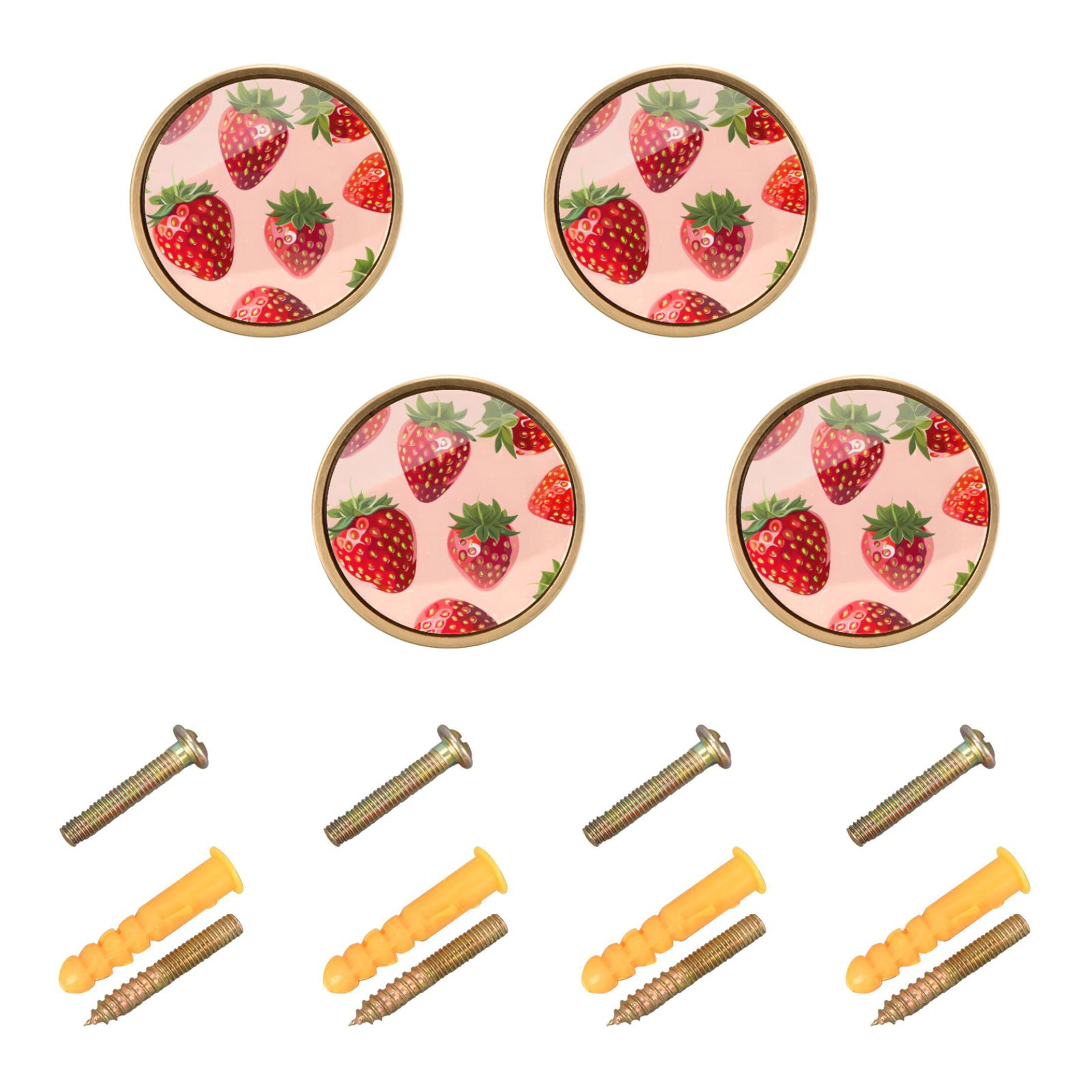 Ryvnso Strawberry Cabinet Knobs Kitchen Door Round Pulls Drawers ...