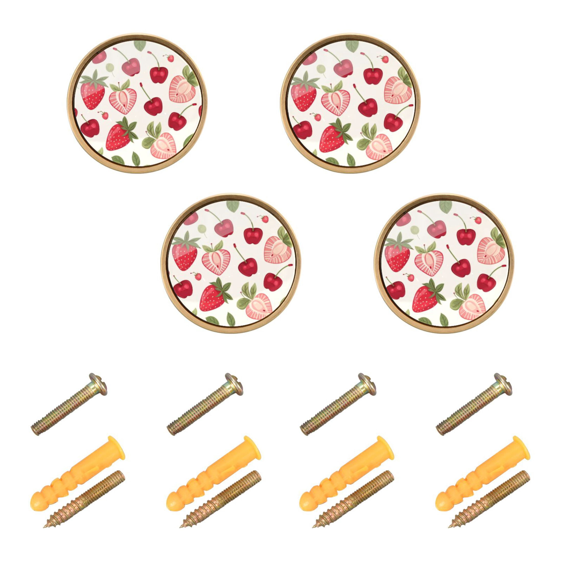 Ryvnso Strawberry and Cherry Cabinet Knobs Kitchen Door Round Pulls ...