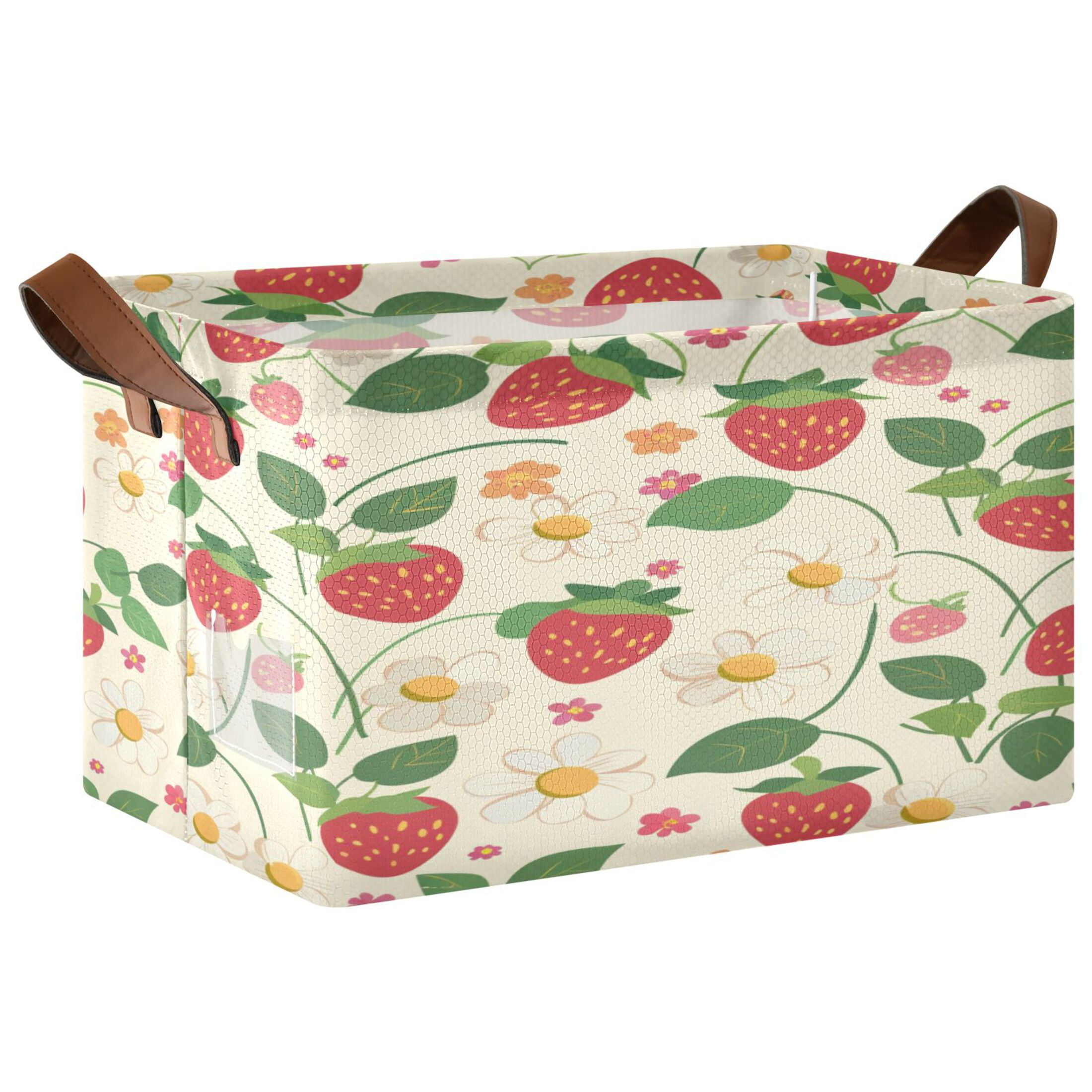 Ryvnso Strawberry and Daisy Flower Storage Bins Large Basket Foldable ...